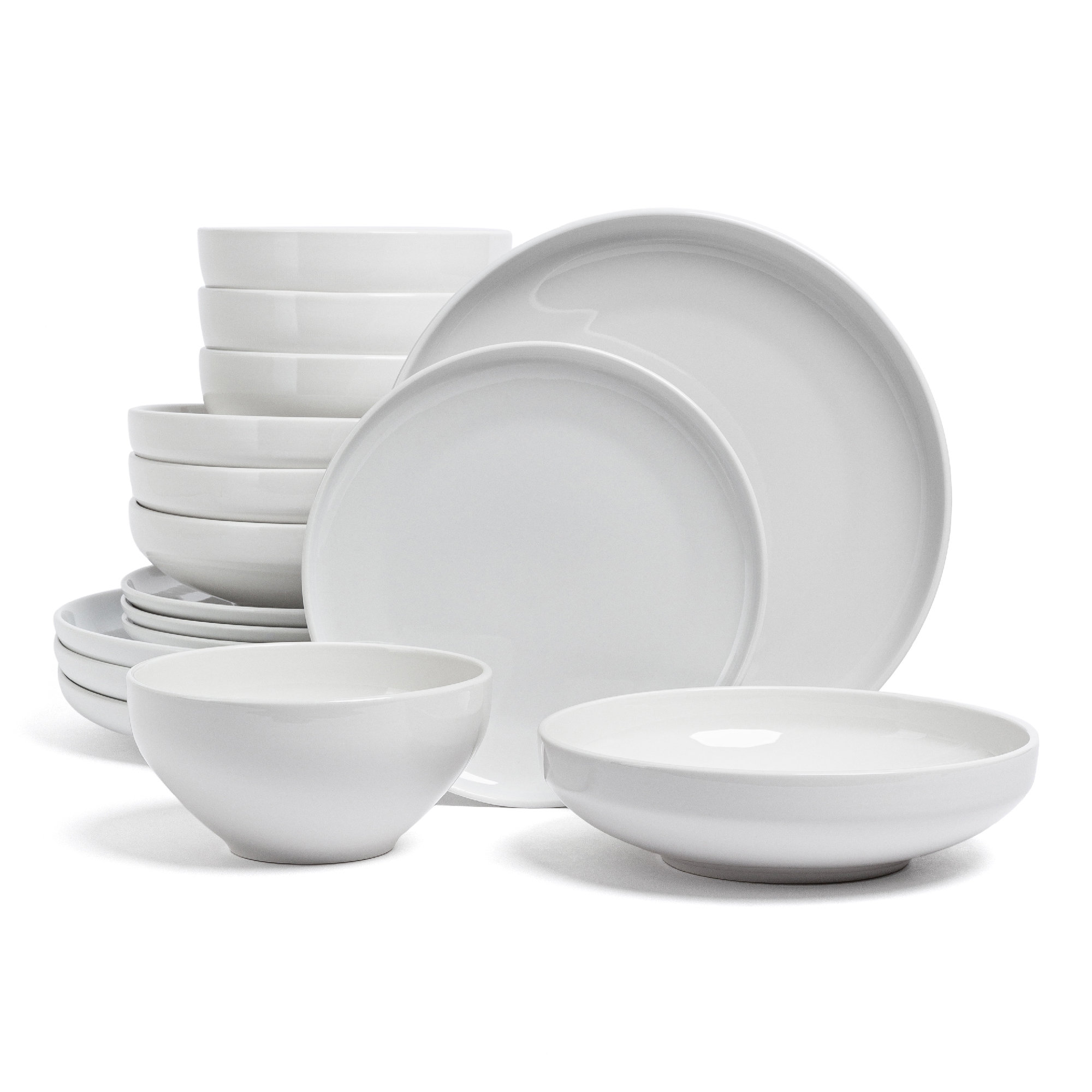 over&back Coupe 16-Piece Glossy White Hand-Finished Porcelain ...