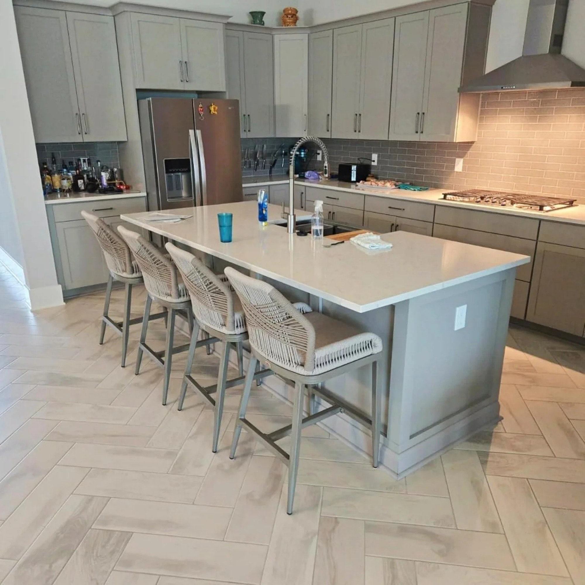 Bayou Breeze Stools Set Of 4 Rattan Chair Boho Wicker Metal Stools With ...