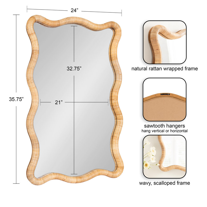 Bay Isle Home™ Rectangle Rattan Bathroom Wall Mirror | Wayfair