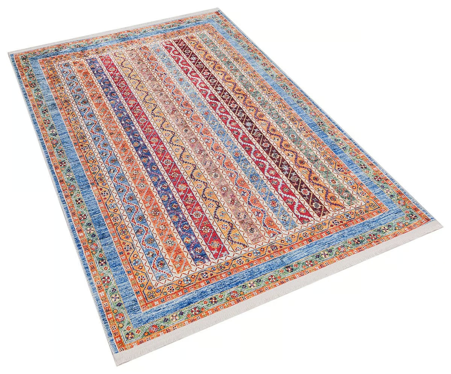 Bungalow Rose Classic Blue Red Yellow Color Carpet Paisley Design ...