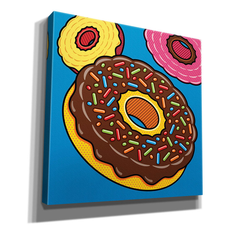Zoomie Kids Doughnuts On Blue On Canvas by Ron Magnes Print - Wayfair ...