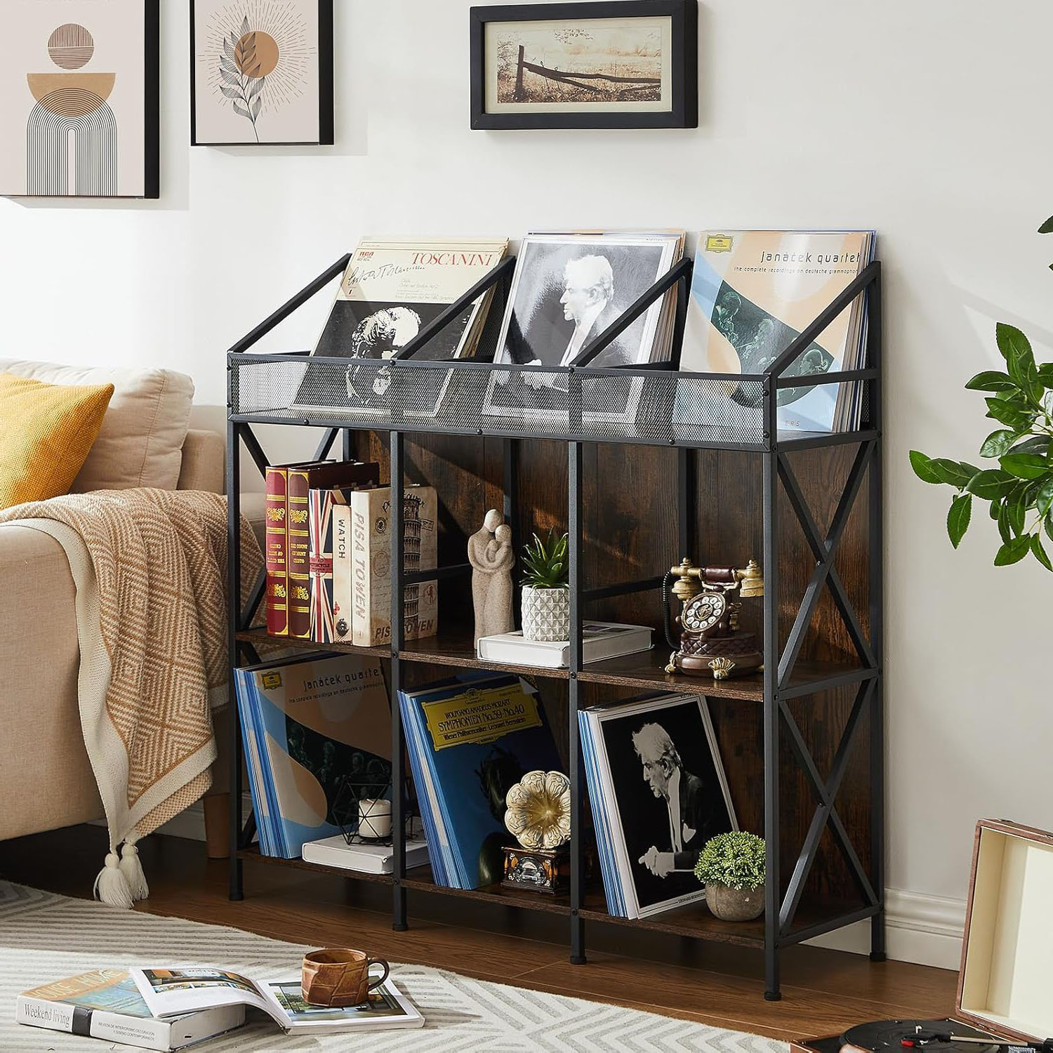 17 Stories 9 Grids Vinyl Record Storage Holder Rack & Reviews | Wayfair