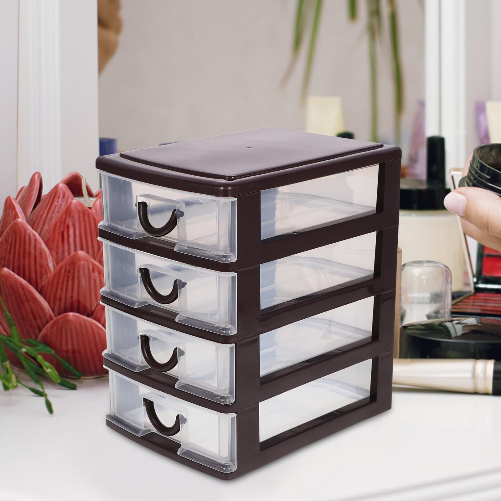 Lark Manor™ 4-Layer Plastic Storage Drawer Unit, Transparent Plastic ...