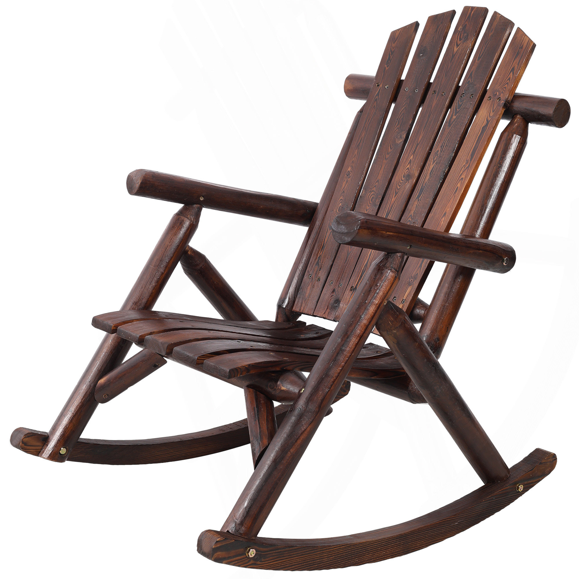 Union Rustic Wooden Porch Rocker Chair,Durable Wooden Porch Rocker ...