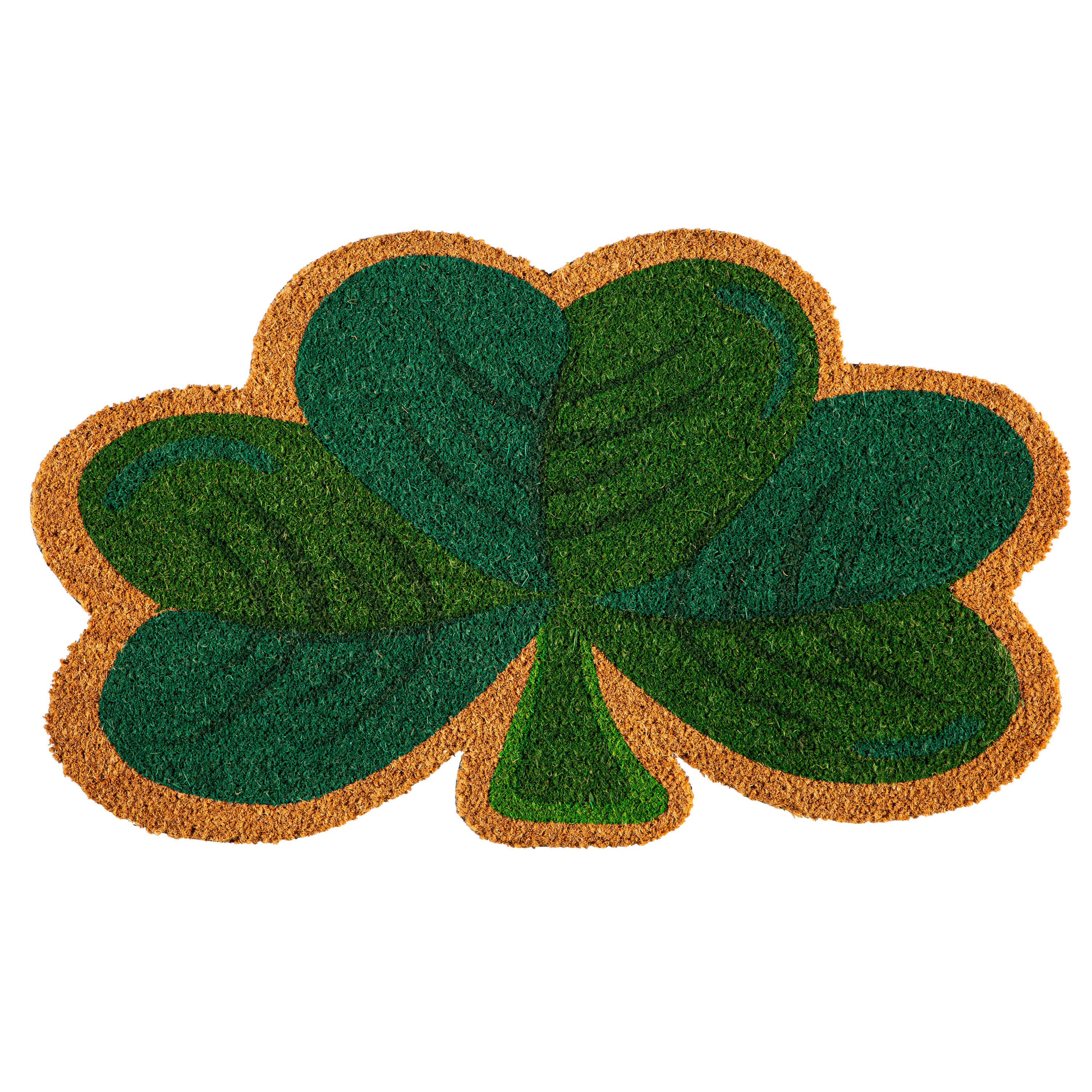 The Holiday Aisle® Happy St. Patrick's Day Shamrock Shaped Coir Mat ...