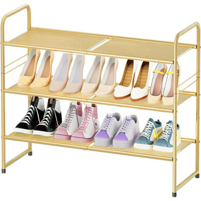 Rebrilliant 32'' Wide 2-Tier Metal Mesh Shoe Rack for Closet, Stackable ...