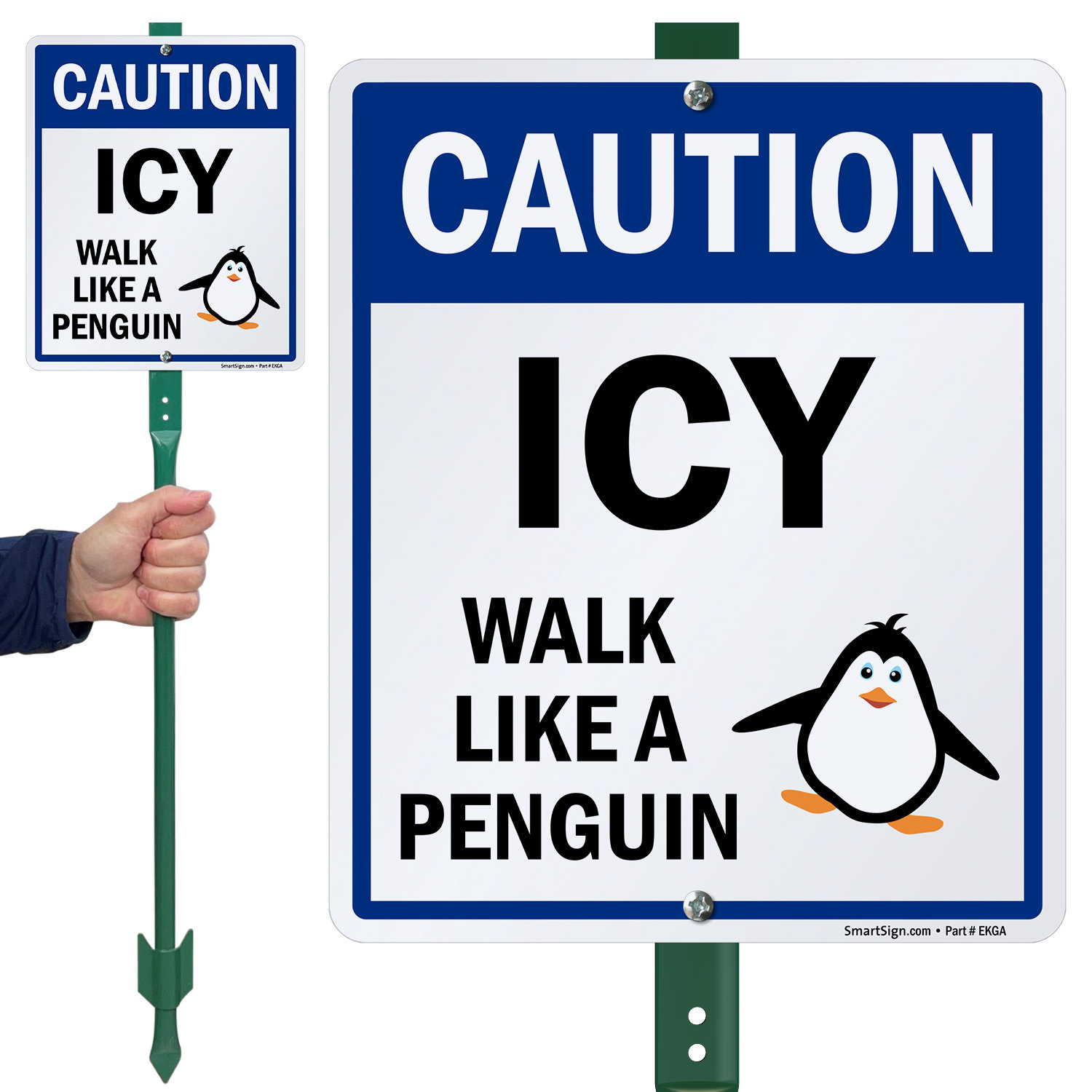 SmartSign Caution - Icy. Walk Like a Penguin Sign and Stake Kit | Wayfair