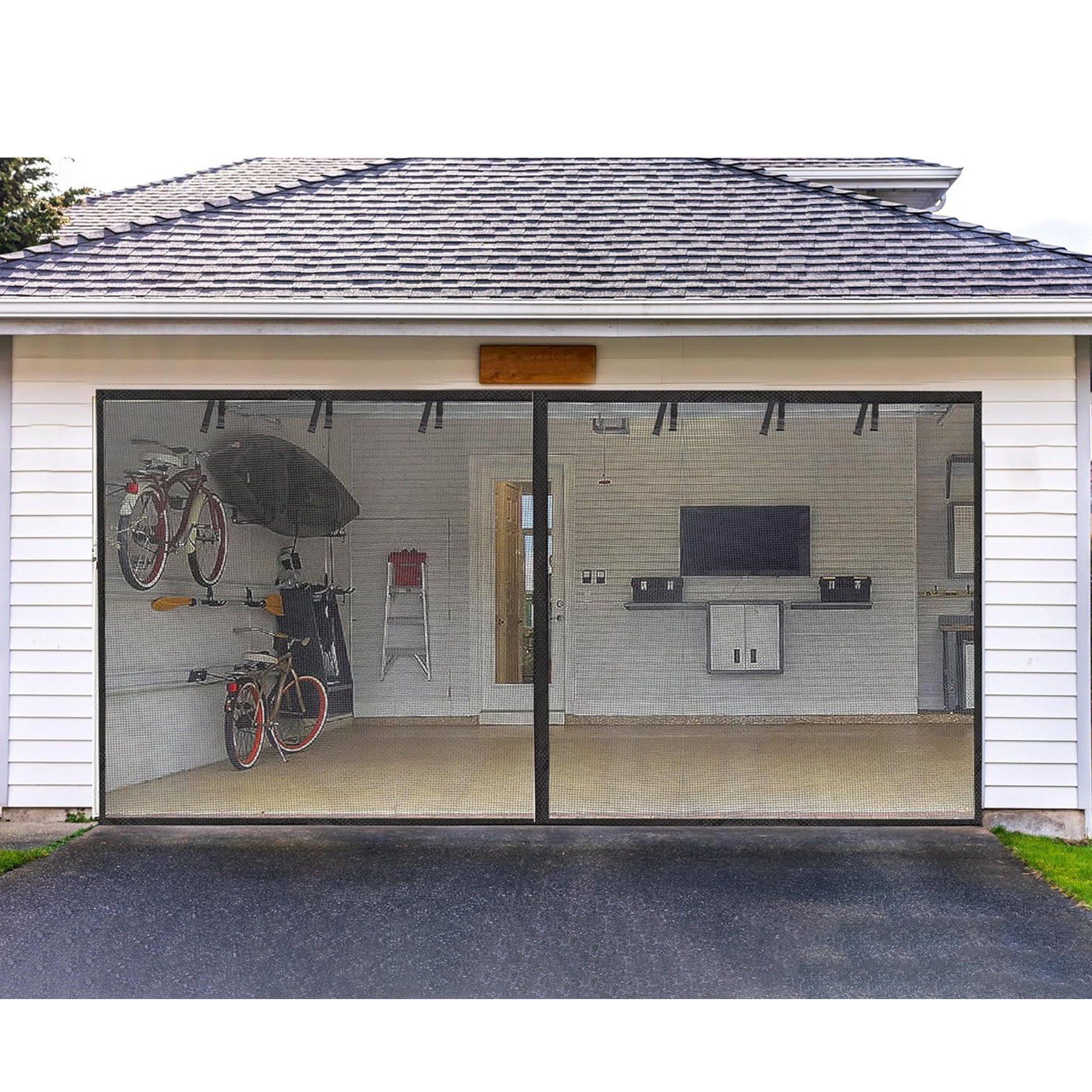 PISILY 18x8FT Garage Screen Doors for 2 Car Garage, Heavy Duty Magnetic ...
