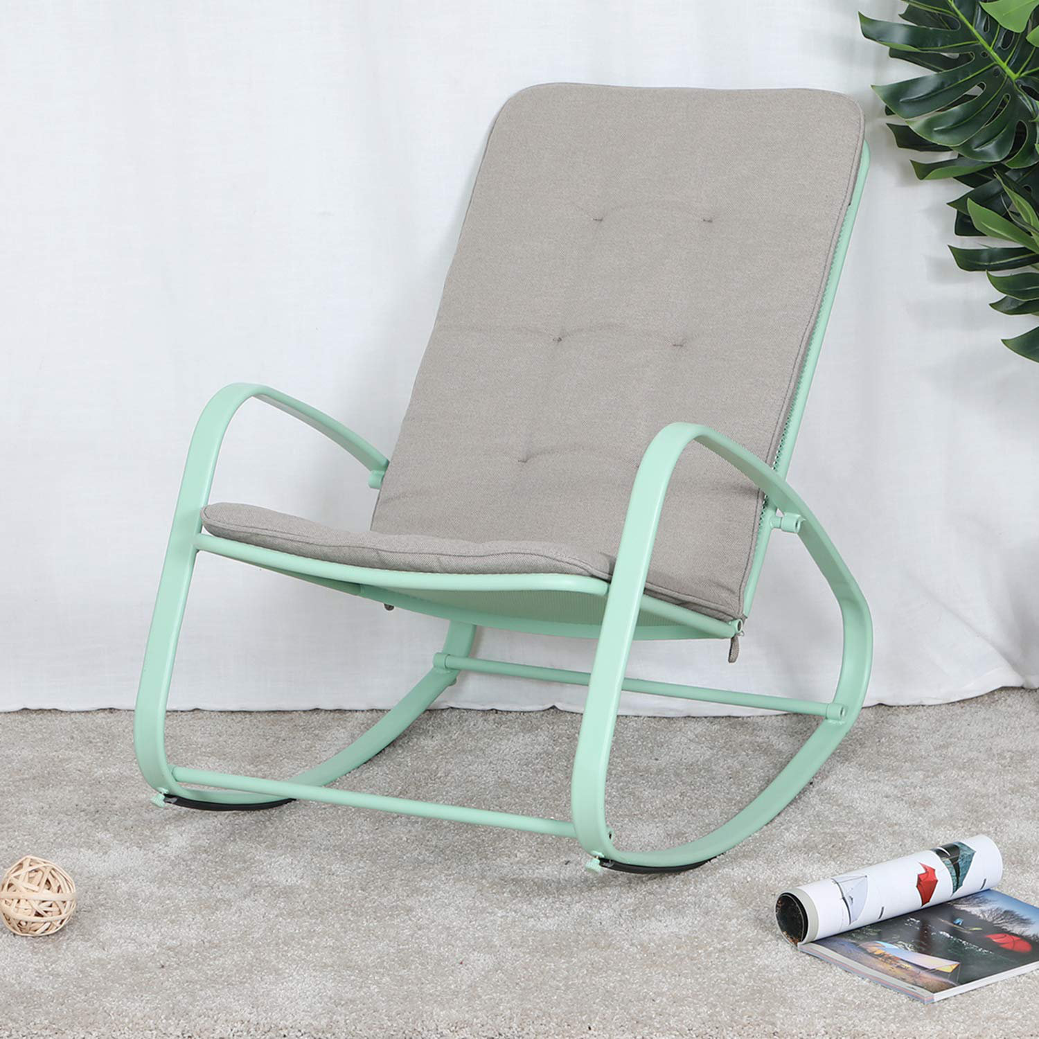 Hashtag Home Waylon Patio Rocking Chair with Cushions & Reviews ...