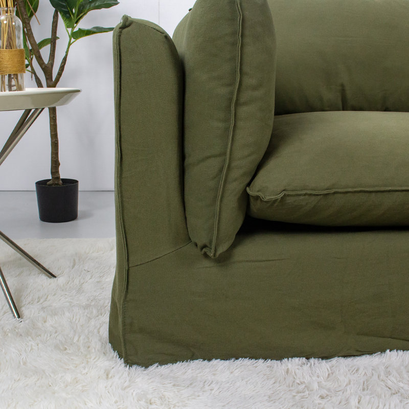 Wade Logan® Caroletta 80'' Upholstered Down Slipcovered Sofa For Living ...