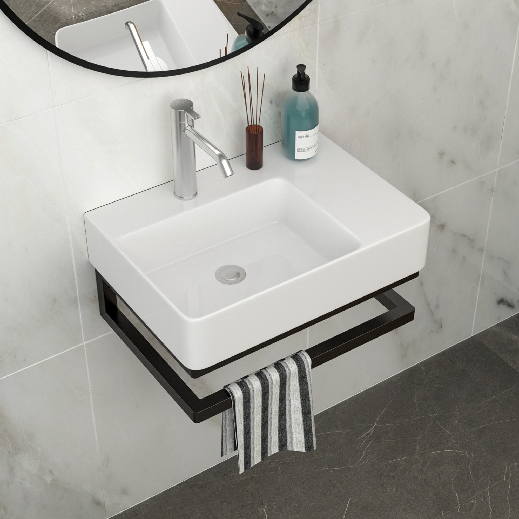 Wrought Studio™ 23.25"X16.5" Wall-Mounted Rectangular Ceramic Bathroom ...