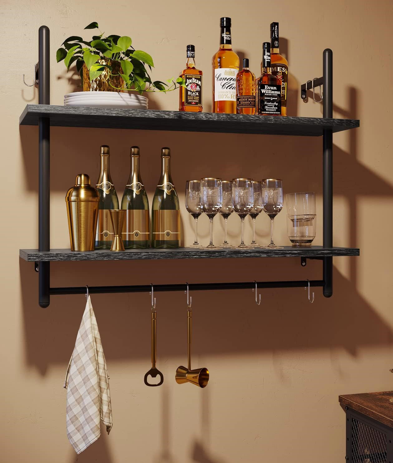 17 Stories Duct shelves Industrial floating Shevles 31 "kitchen wall ...