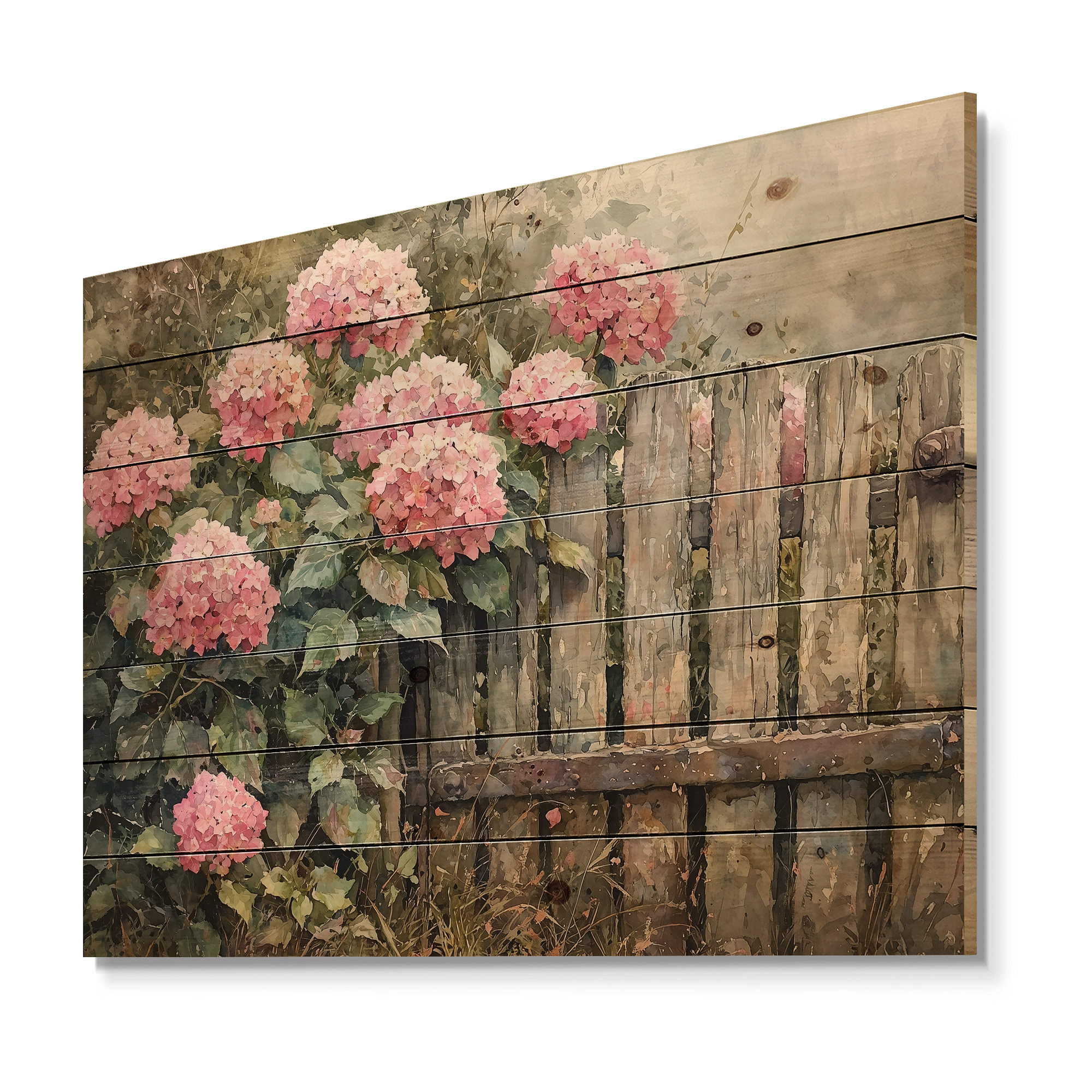 August Grove® Hydrangeas By The Farmhouse Gate II - Hydrangea Wood Wall ...