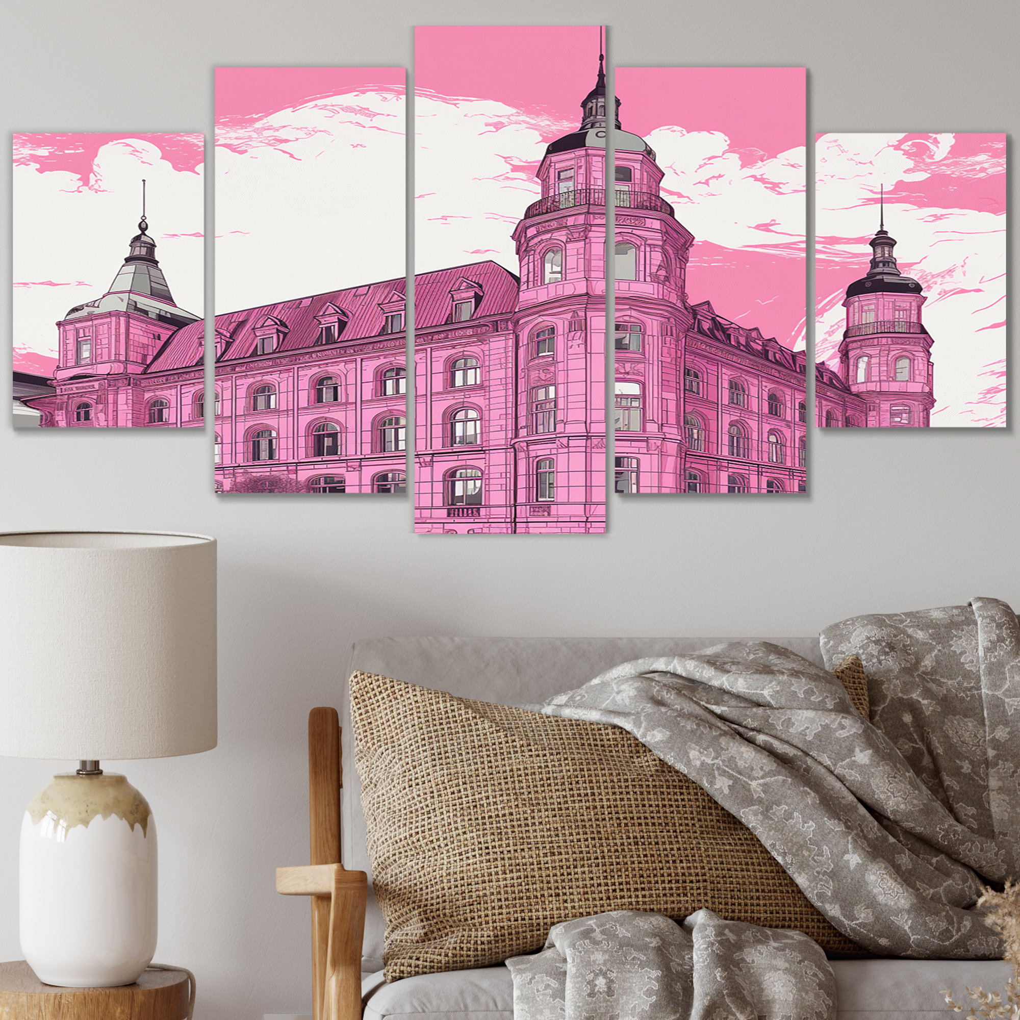 Wildon Home® Pink Blueprint Of Classical London - City London Canvas ...