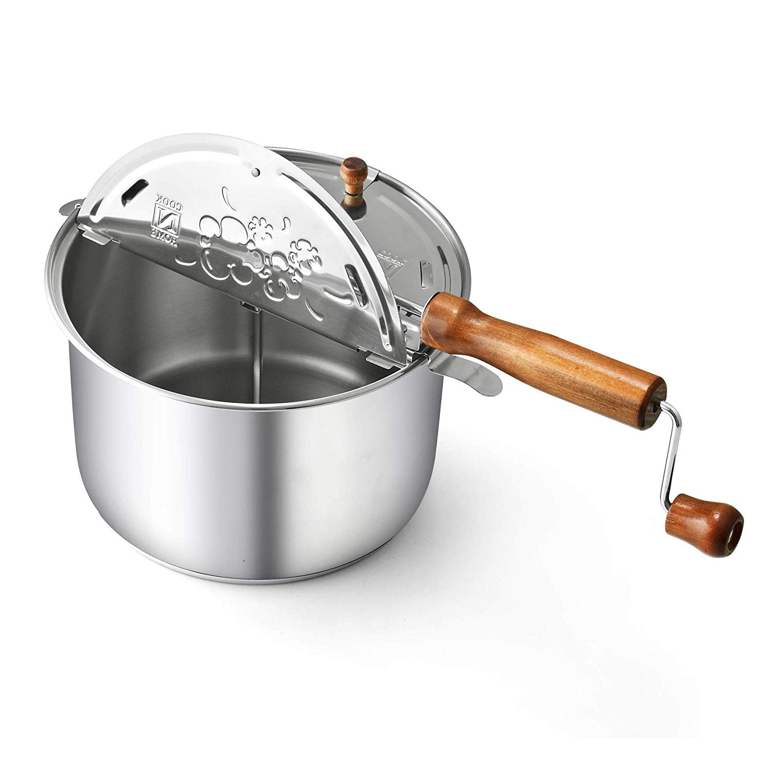 Cook N Home Stovetop Popcorn Popper with Crank, 6-Quart Stainless Steel ...
