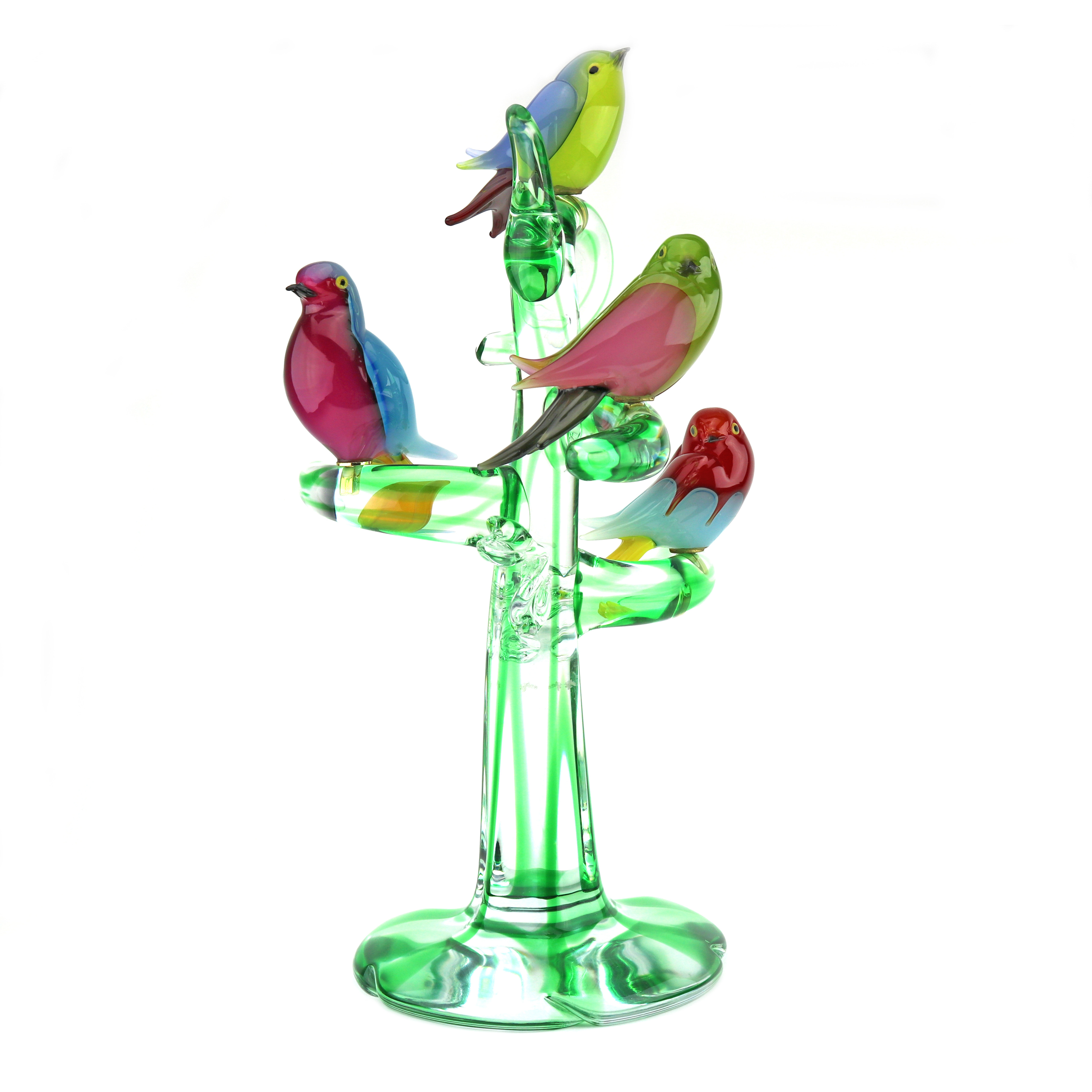 Murano Art Collection Murano Glass Tree with 4 Birds | Wayfair