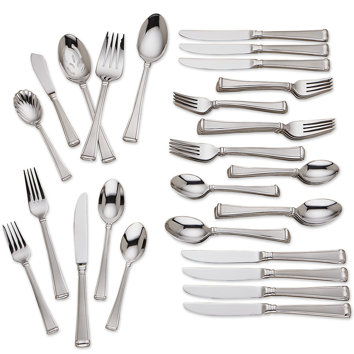 Hampton Forge 45 Piece 18/10 Stainless Steel Flatware Set, Service for ...