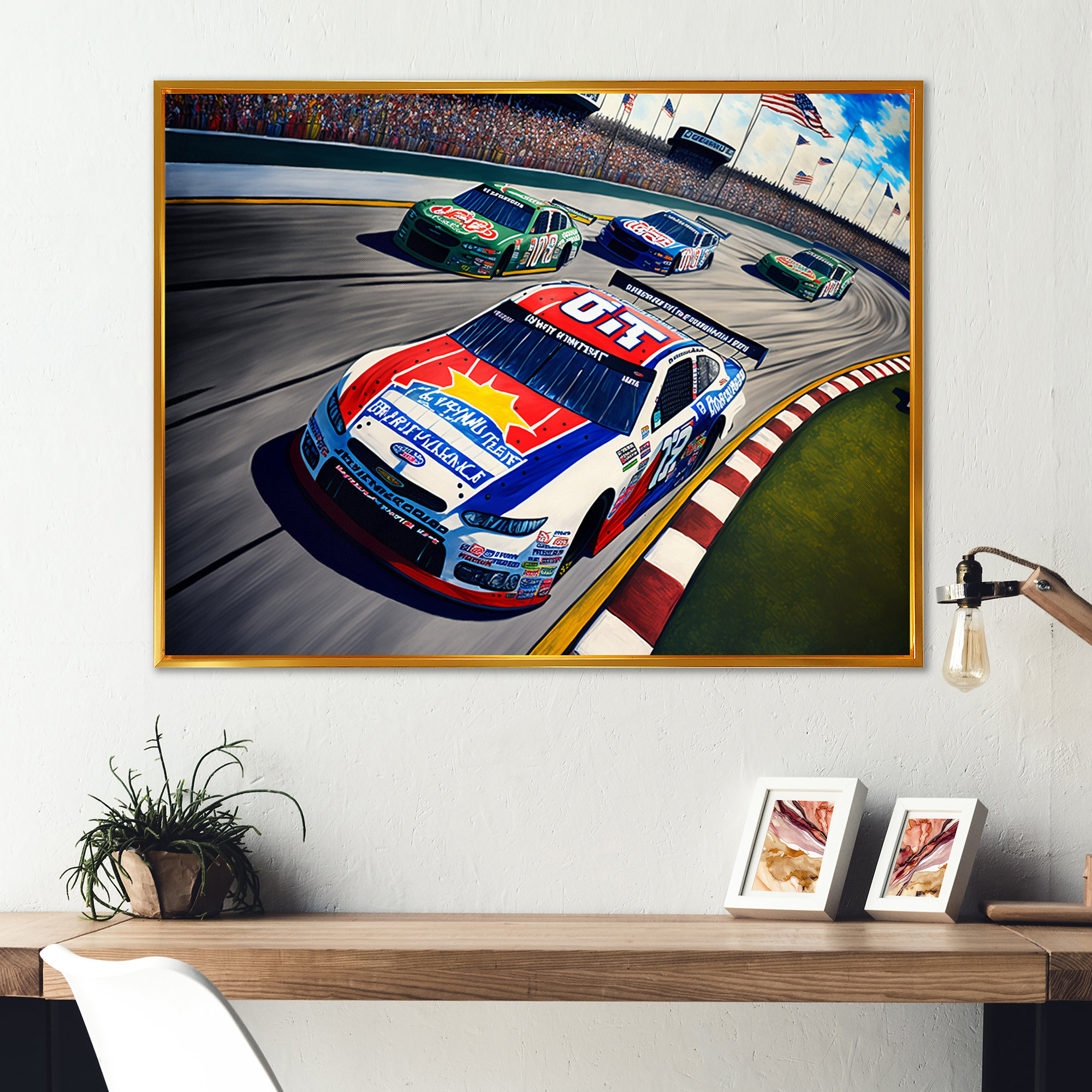 Ebern Designs Stock Car Racing Last Lap I - Picture Frame Print on ...