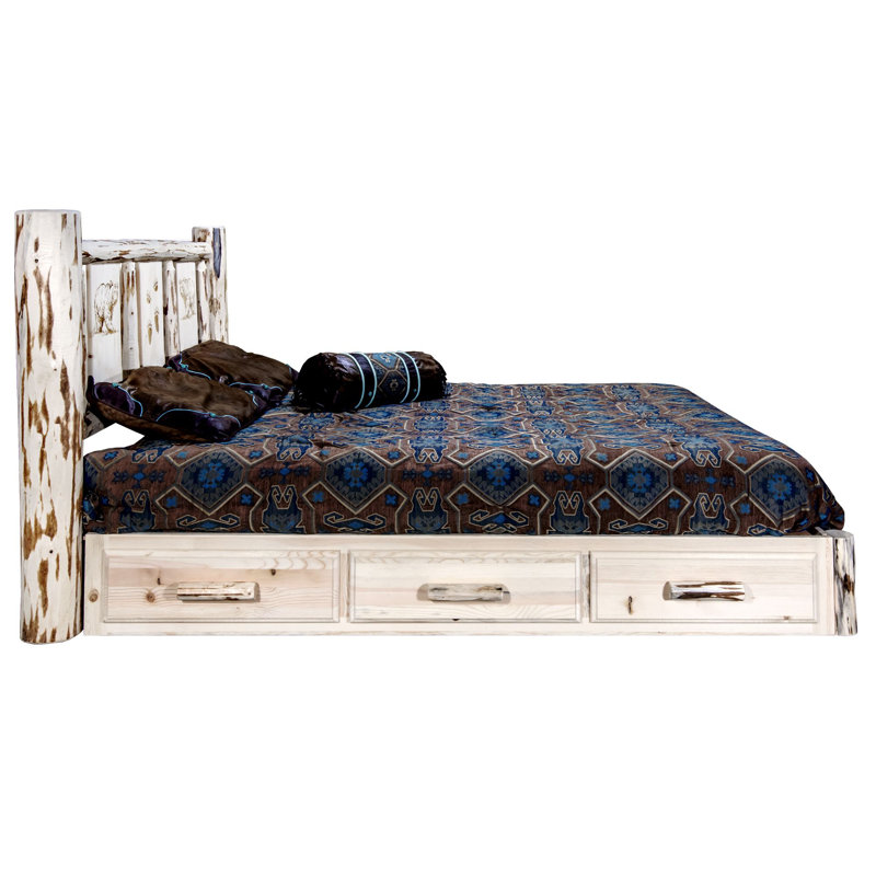 Millwood Pines Montana Collection Lodge Pole Pine Platform Storage Bed ...