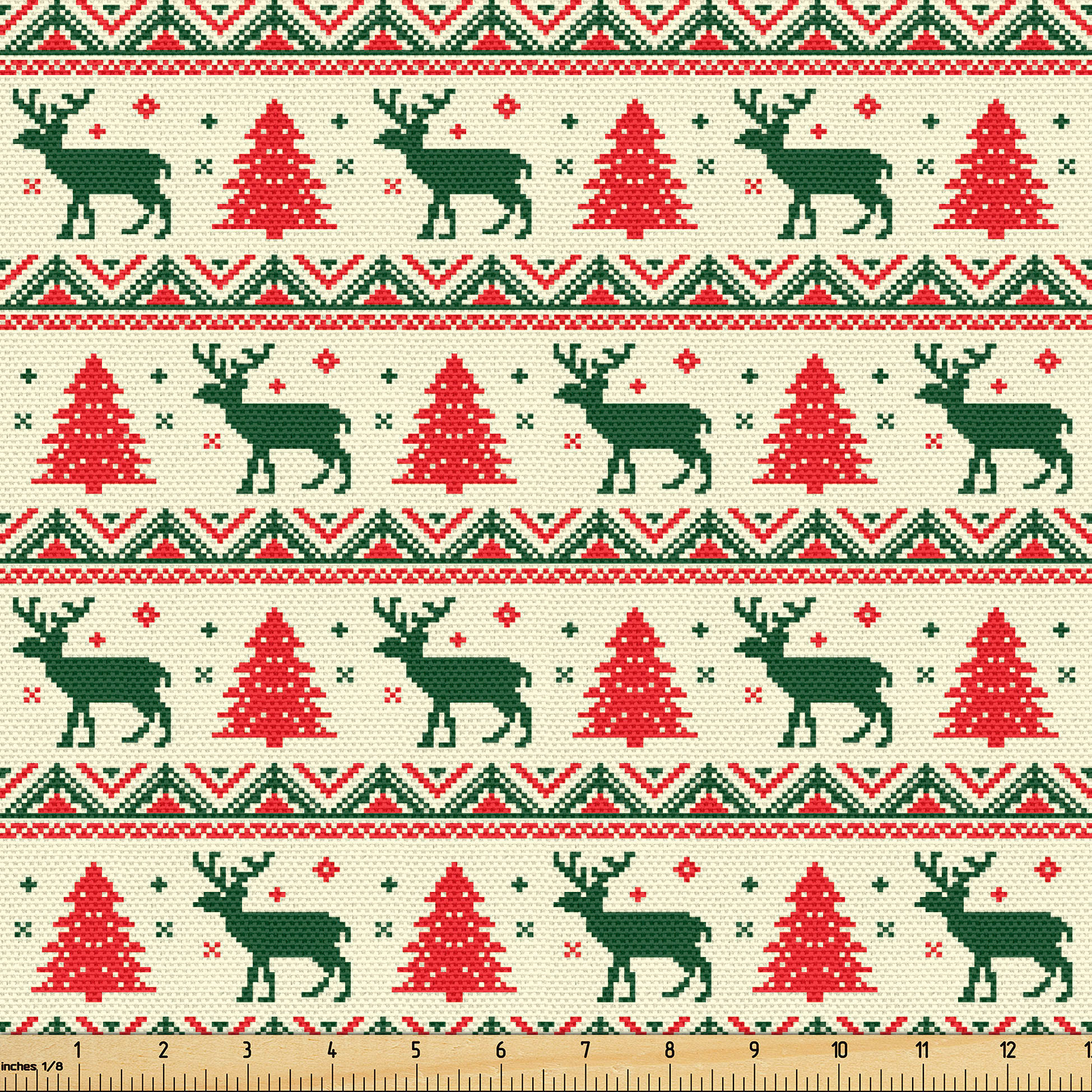 The Seasonal Aisle Alitza Pixel Art Christmas Fabric | Wayfair.co.uk
