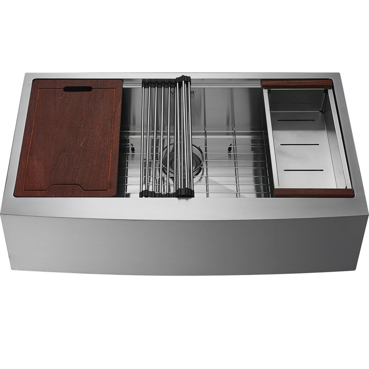 VEVOR Farmhouse / Apron Single Bowl Stainless Steel Kitchen Sink ...