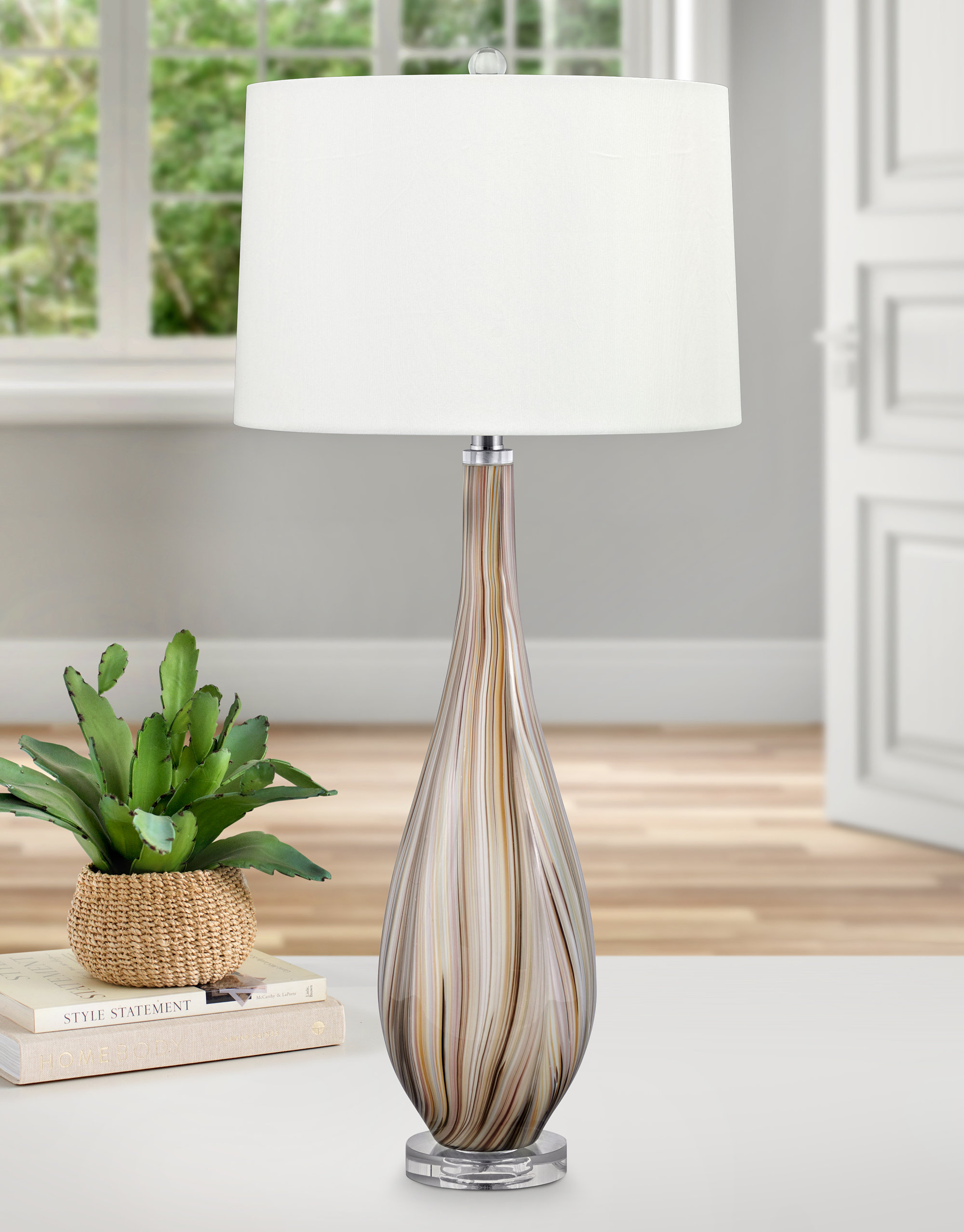 Medallion Lighting Otranto 35" Earthtone Stripes Table Lamp - Wayfair ...