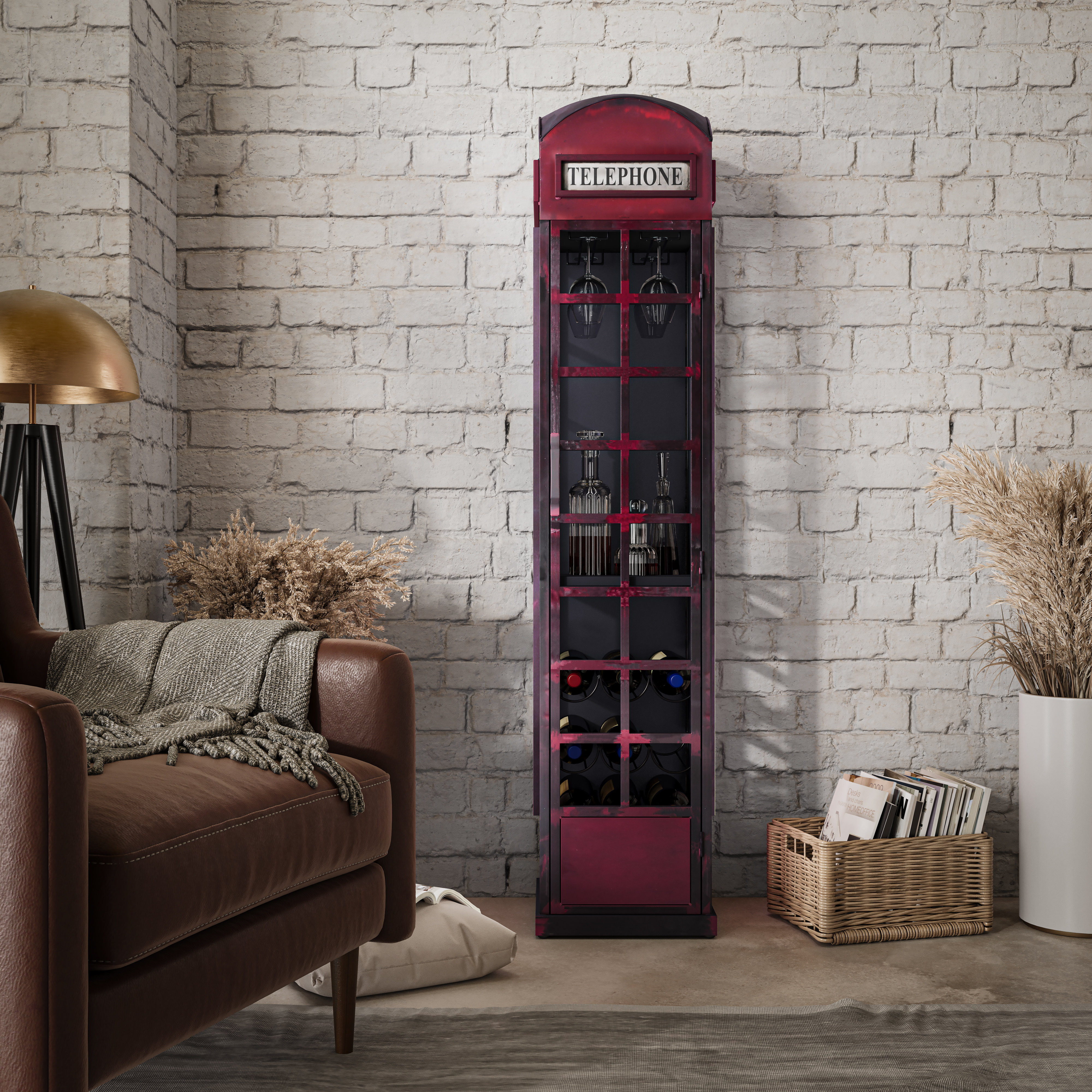 Lark Manor™ Ameirah Vintage Telephone Booth Bar Cabinet & Reviews ...