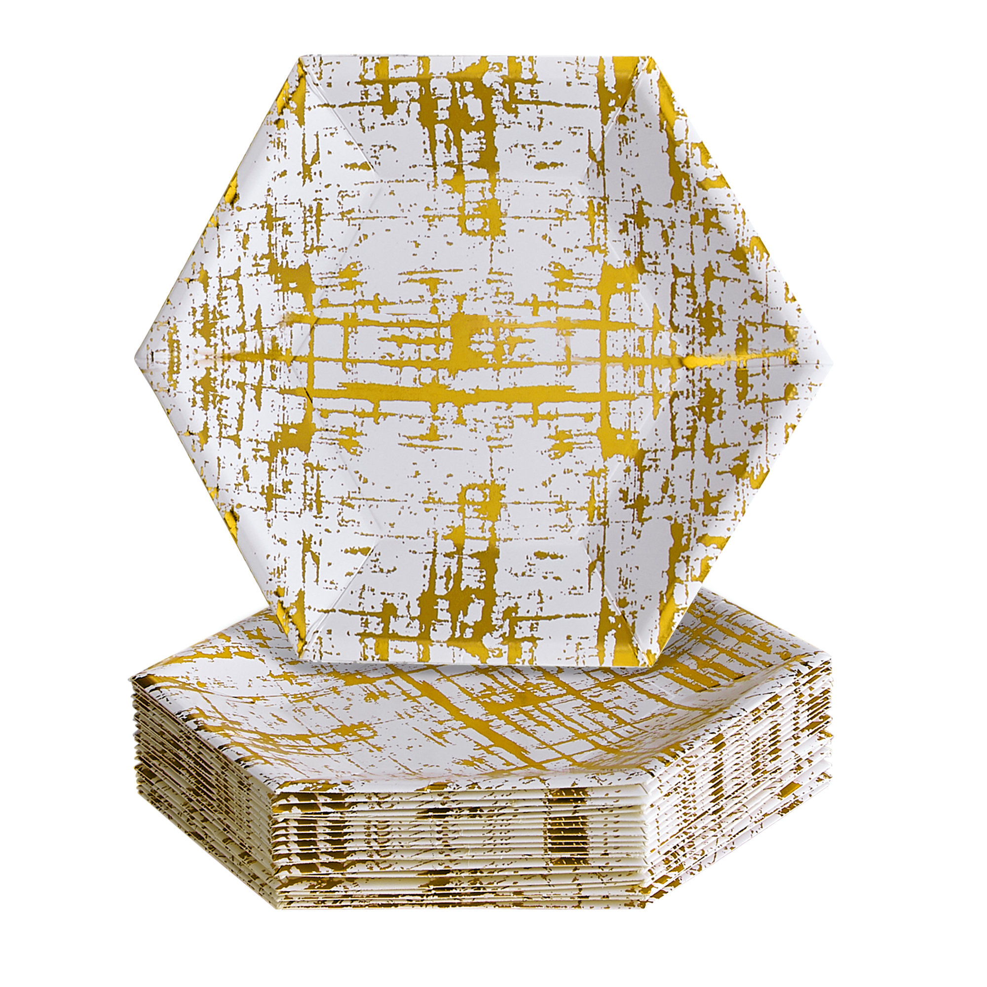 Silver Spoons Hexagon Disposable Paper Plates (18 Pc) Metallic Sketchy ...