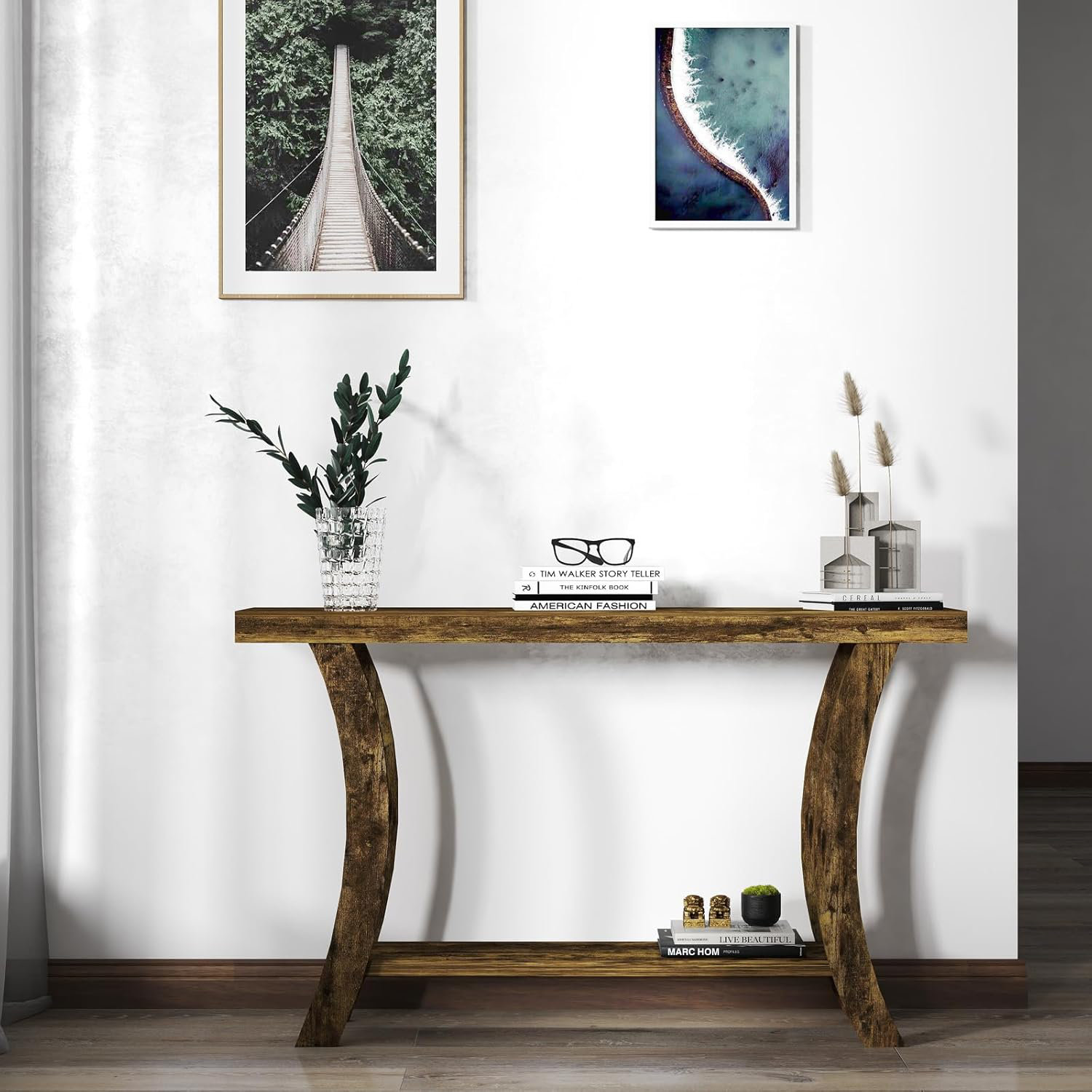 Millwood Pines 55Inch Console Table,Farmhouse Wood Narrow Entryway ...