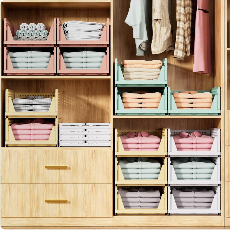 REFISM 5 Pack Stackable Closet Organizer Box | Wayfair