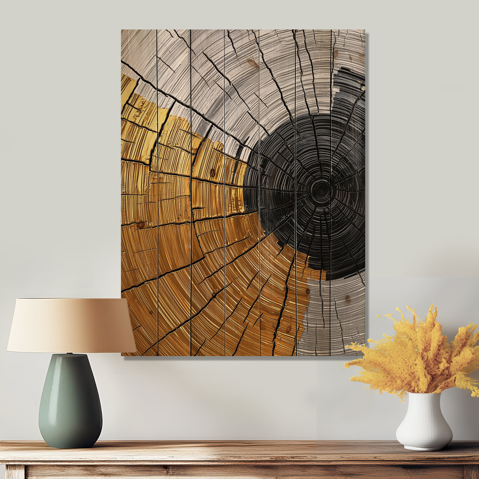 Ophelia & Co. Golden Grey Wood Slide Roots Of Serenity II - Tree Wood Wall Art - On Natural Pine ...