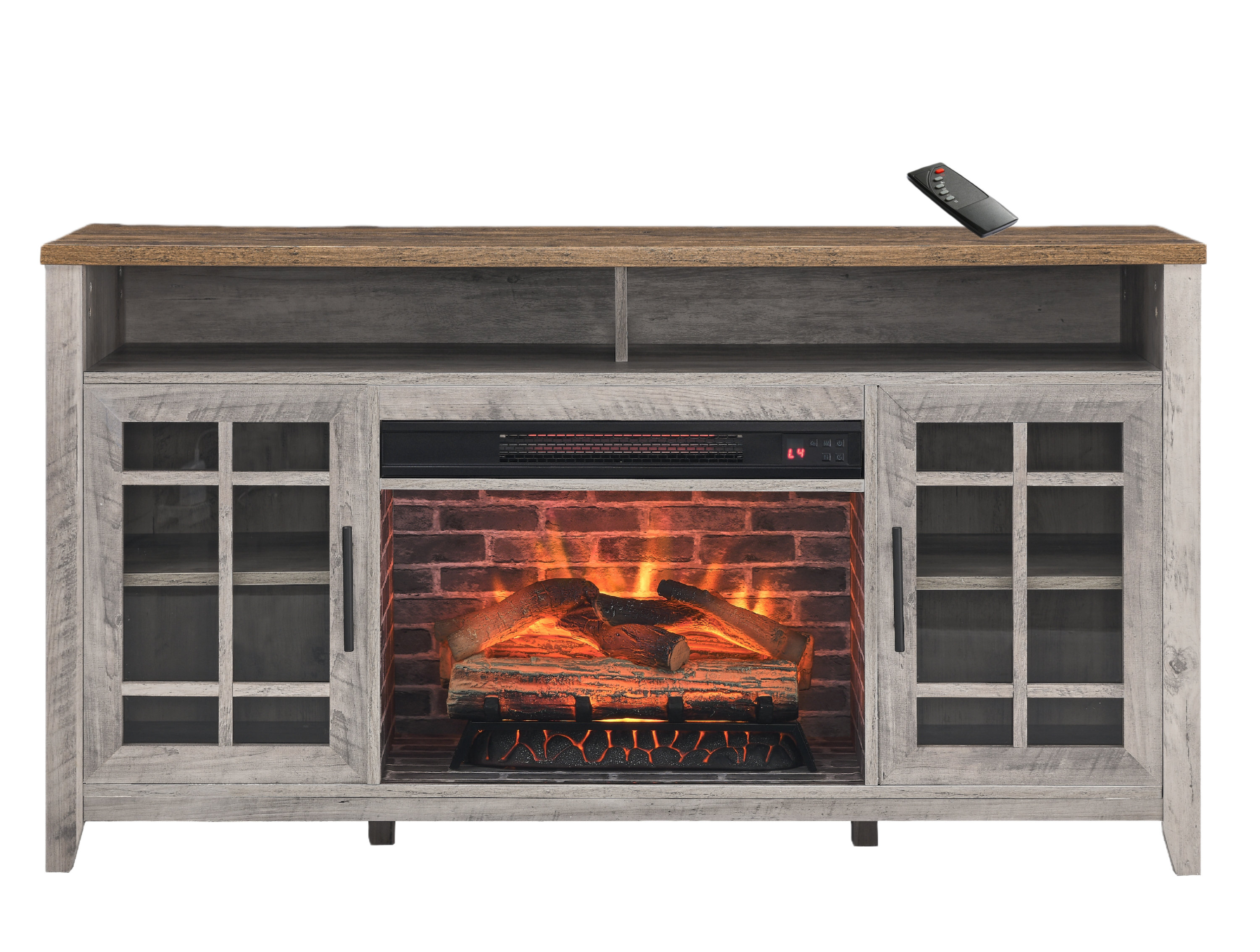 Ophelia & Co. 55 Inch Tv Media Stand With Electric Fireplace Kd Inserts ...