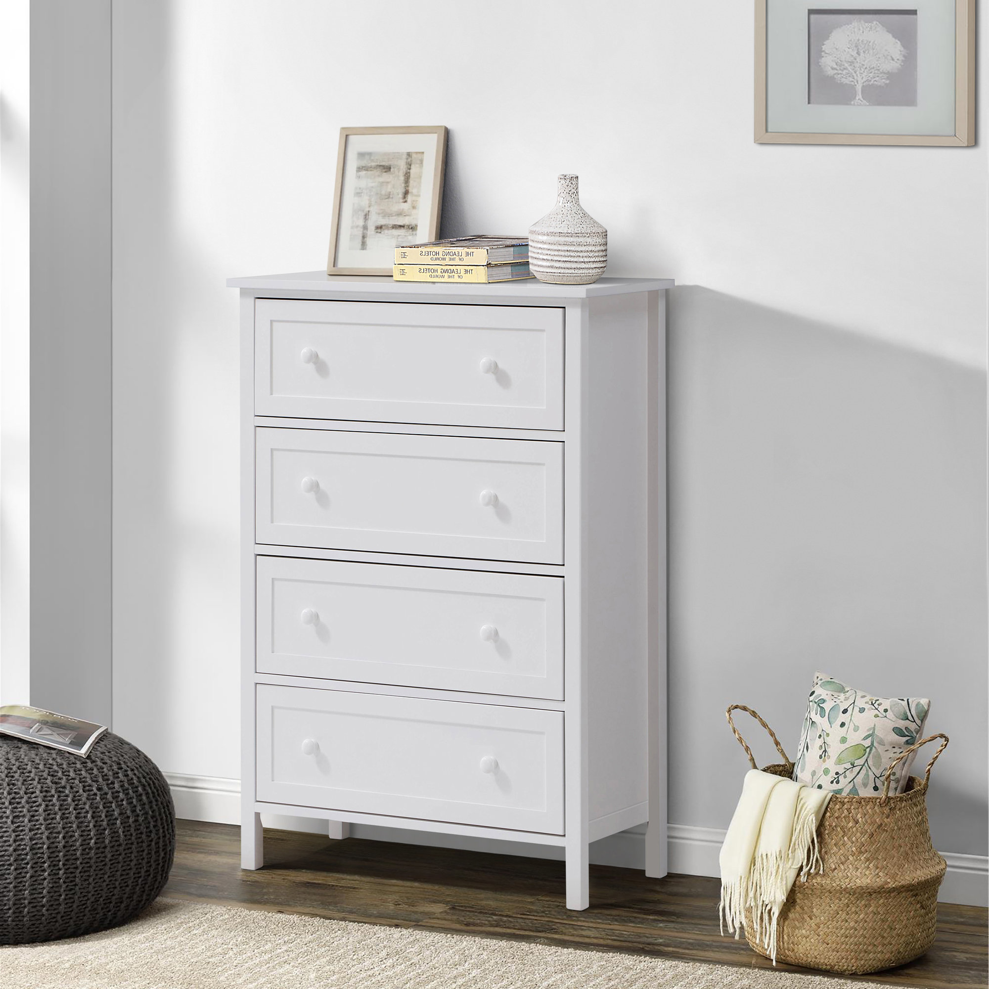 Red Barrel Studio® Bailey White 4-drawer Chest | Wayfair