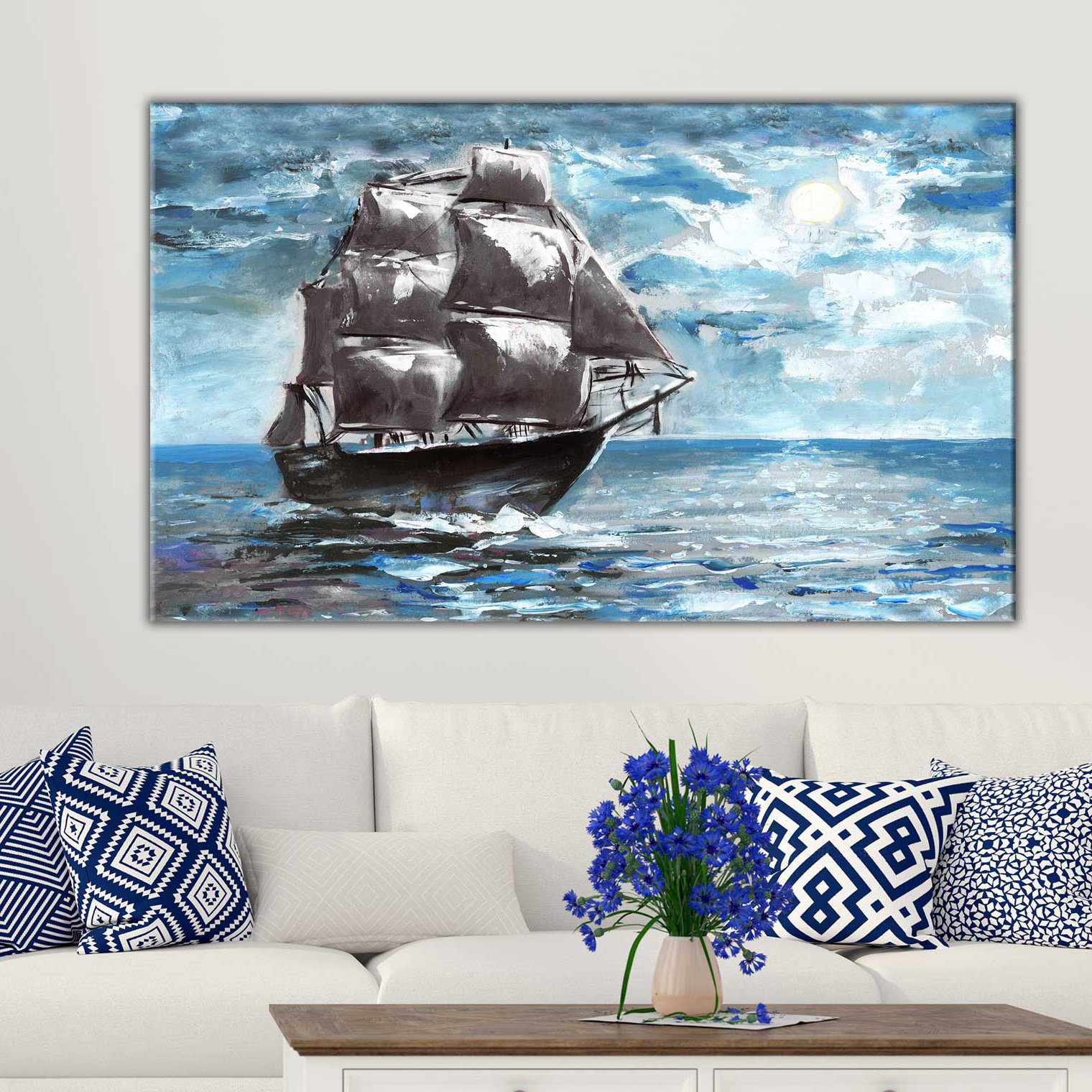 Breakwater Bay 'Set Sail' Watercolor Painting Print on Wrapped Canvas ...