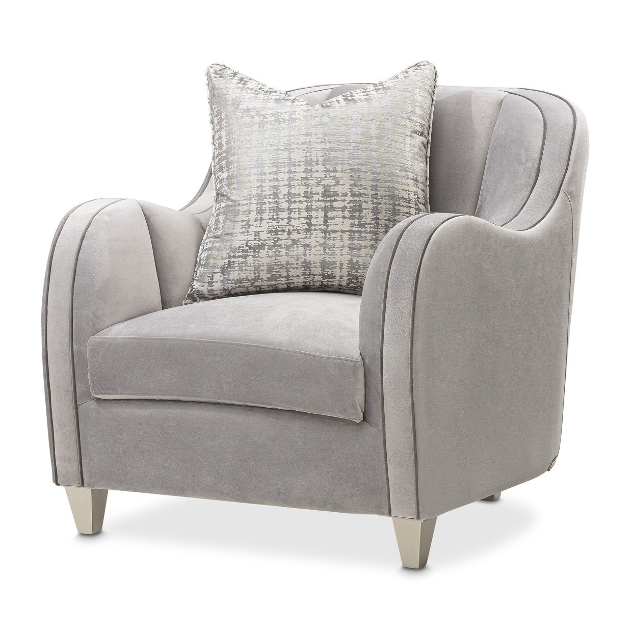 Michael Amini Roxbury Park Velvet Matching Chair - Slate/Pale Gray ...