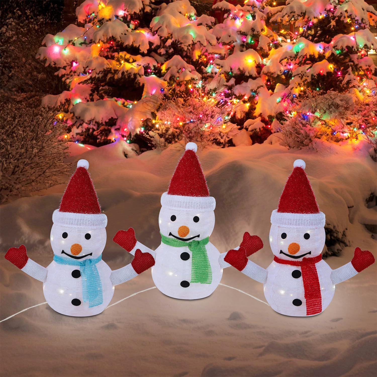 Alcott Hill® Set Of 3 Lighted Christmas Snowman Decorations, 15.7 ...