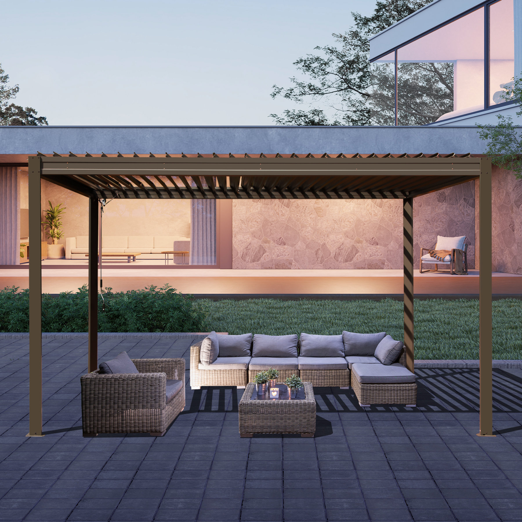 Domi Louvered 13 Ft. W x 10 Ft. D Aluminum Pergola with Canopy | Wayfair