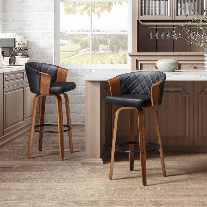 Corrigan Studio® Tufted PU Swivel Counter & Bar Stool & Reviews | Wayfair