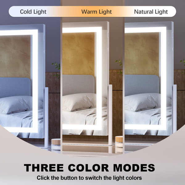VOSUJA Rectangle LED Mirror, Touch Control Stepless 3 Colours ...