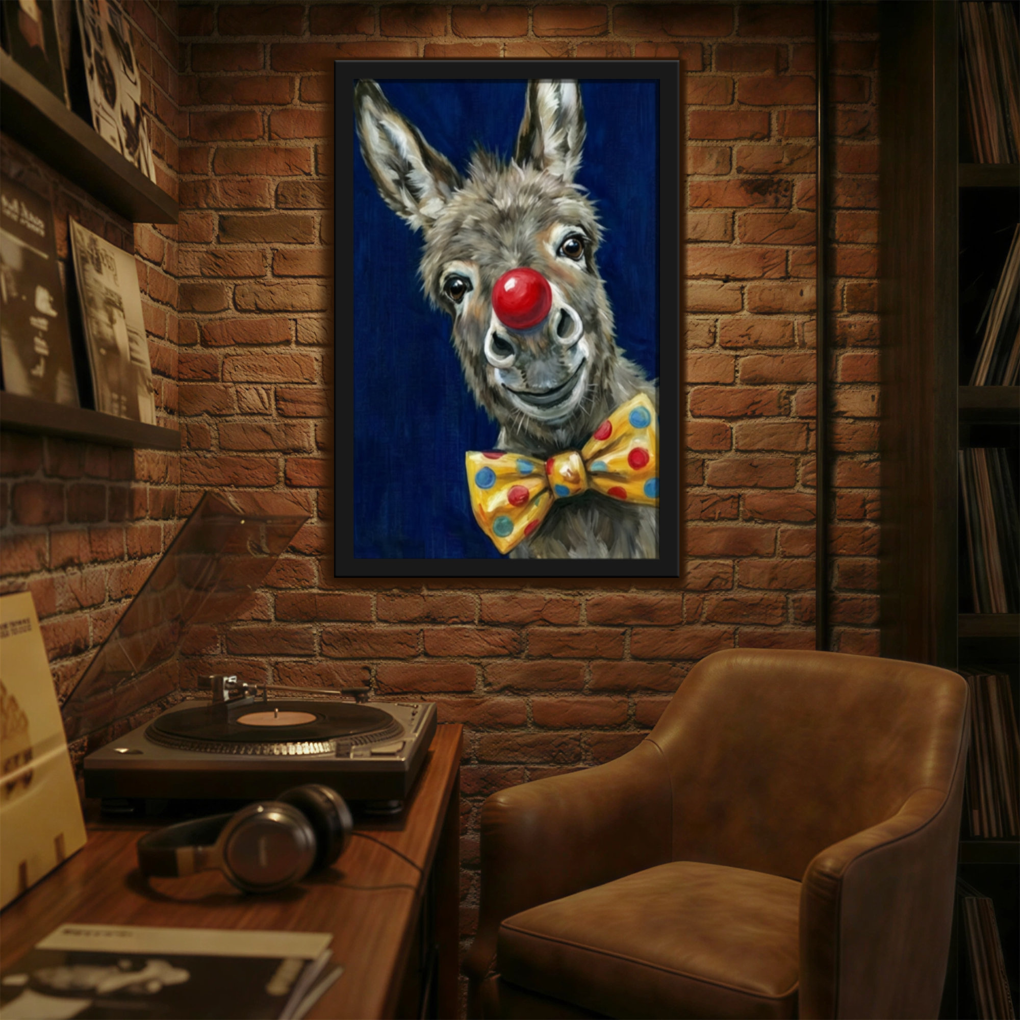 East Urban Home Animals Donkey With Clown Nose And Bowtie | Wayfair