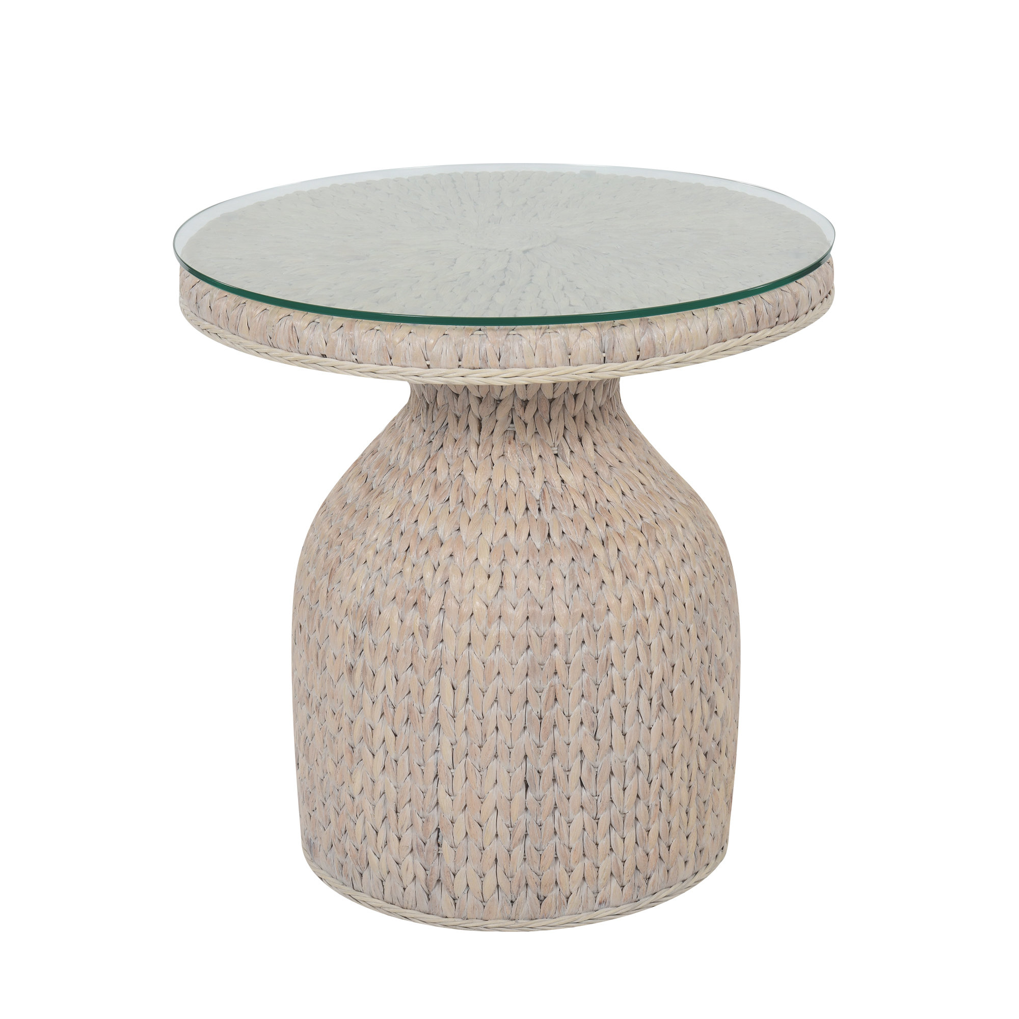 Bayou Breeze Heitor Glass Drum End Table & Reviews | Wayfair