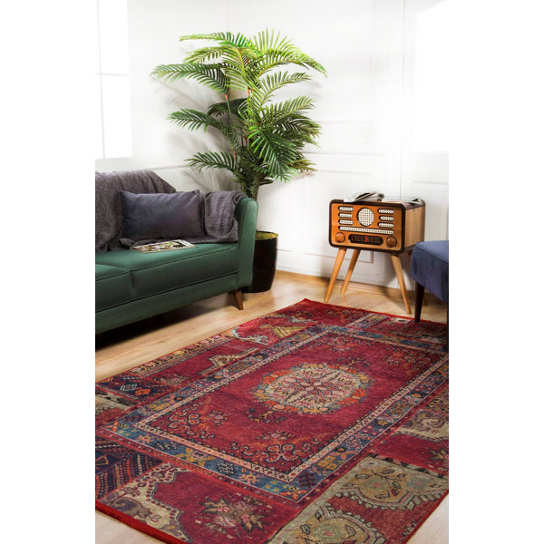 Hargun Runner Usso Patchwork Machine Woven Red Area Rug | Wayfair.co.uk