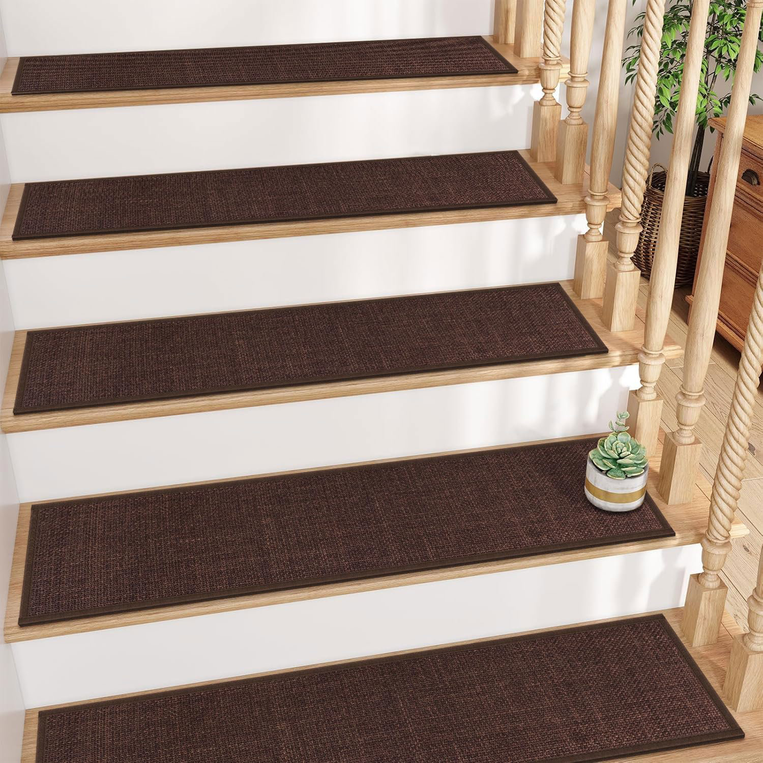 Hokku Designs Non Slip Stair Carpet Treads With Rubber Backed, Jute ...
