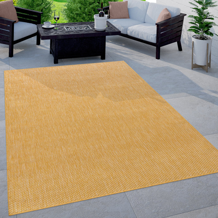 Ebern Designs Flatweave Yellow Indoor/Outdoor Rug | Wayfair