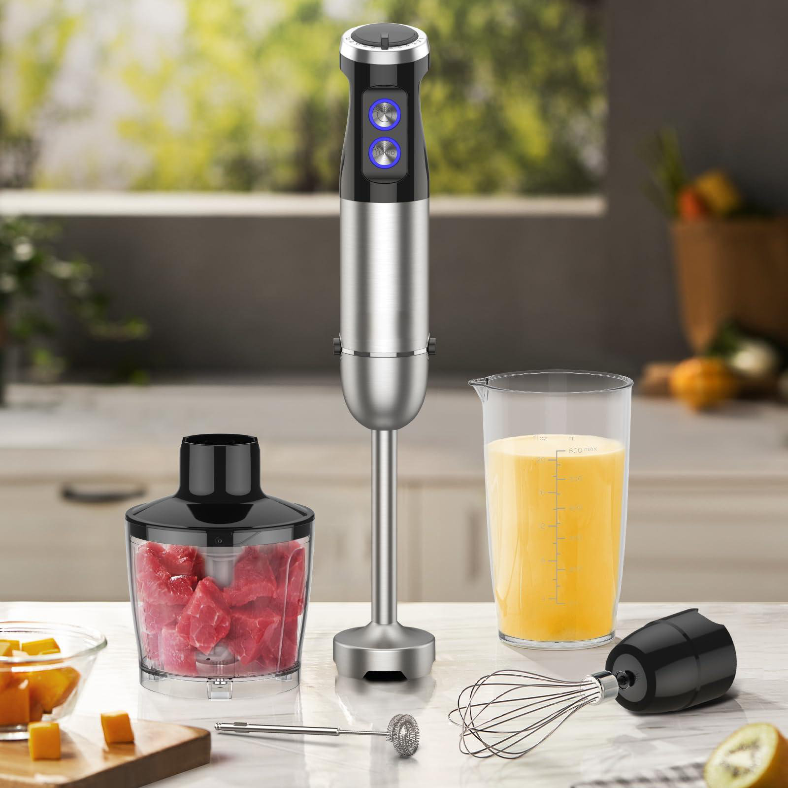 shuoli 1000W Immersion Hand Blender, Upgrated 5-In-1 Handheld Blender, Full Copper Motor ...