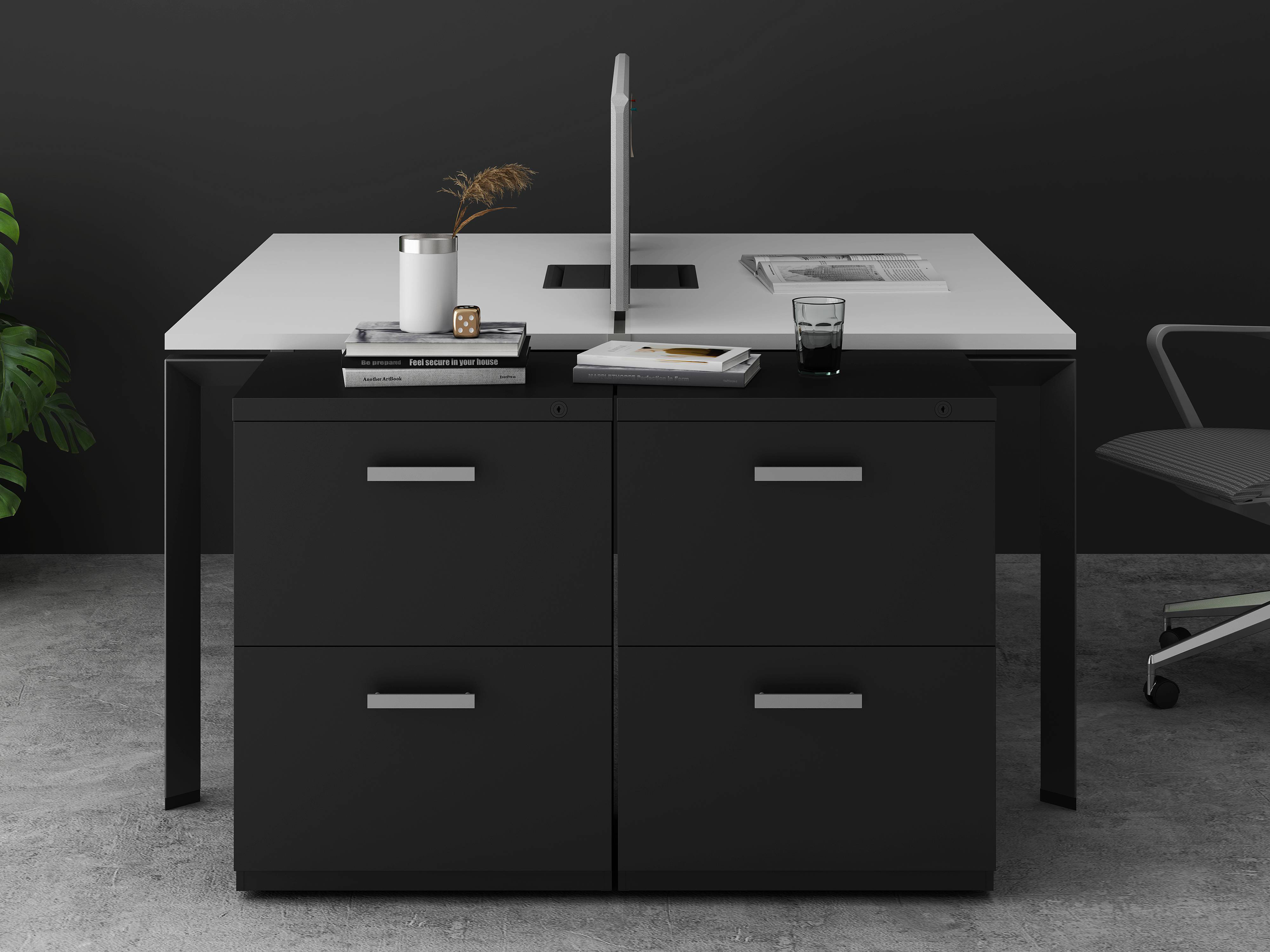 Friant My-Hite Metal Vertical Filing Cabinet with 2 Drawers, 4 Casters ...