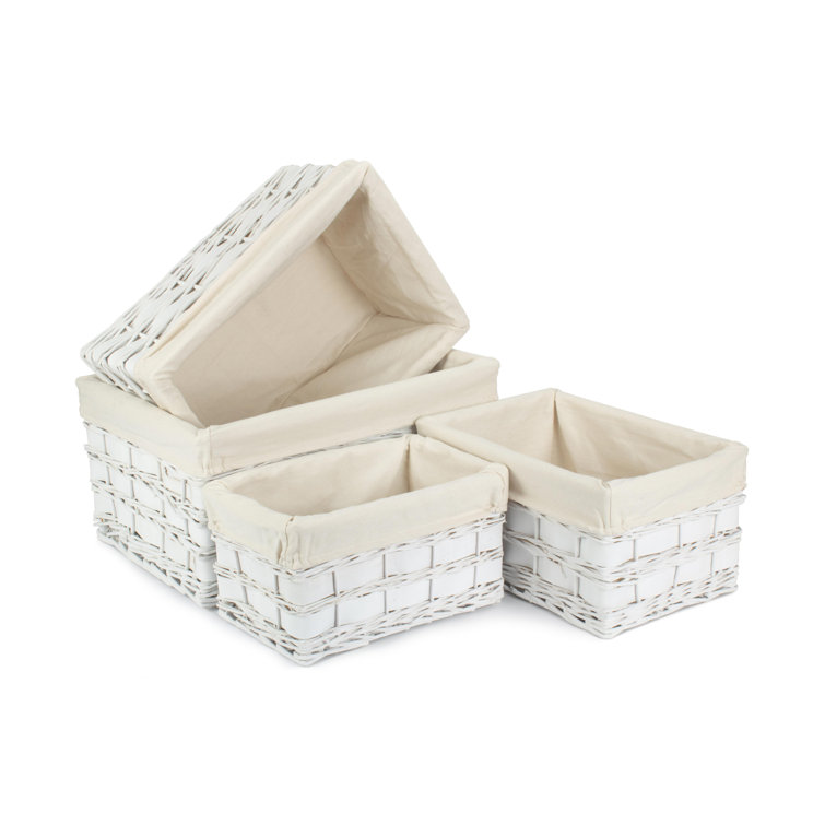 Bay Isle Home Wicker Lined 4 Piece Storage Basket Set | Wayfair.co.uk