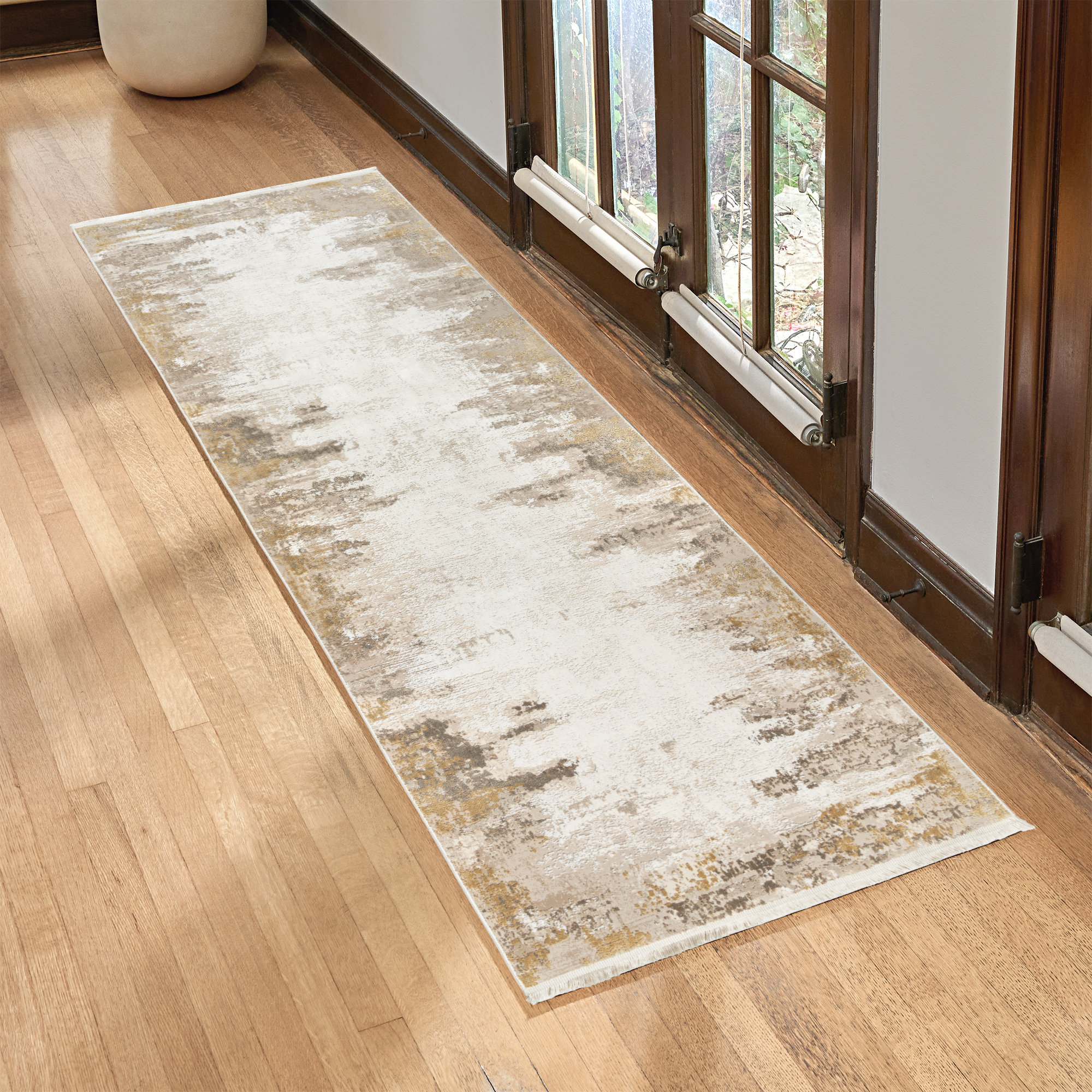 Gertmenian Florance Gela Modern Abstract Beige/Gold High-Low Viscose ...