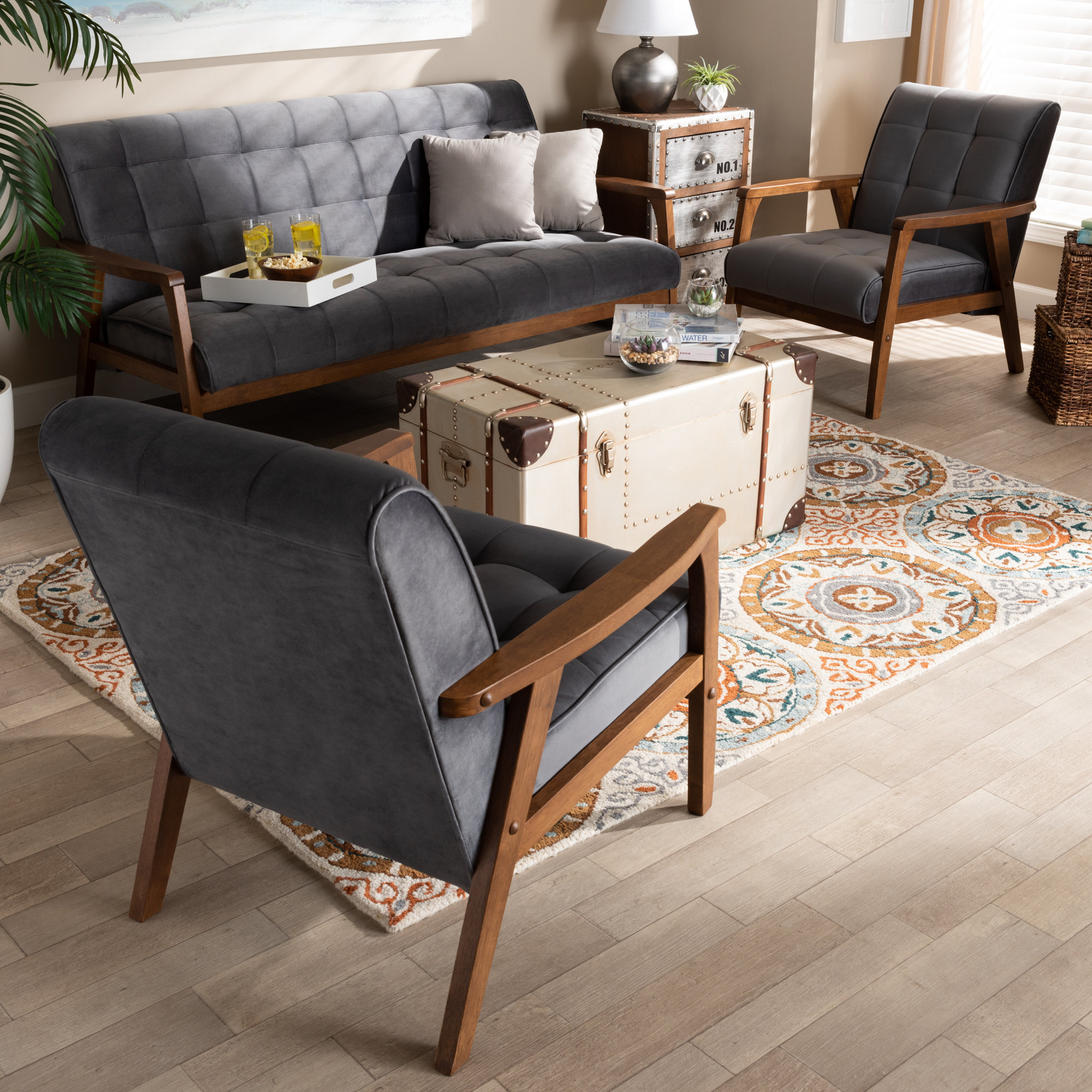 Wade Logan Anenas Mid-Century 3 Piece Living Room Set & Reviews | Wayfair