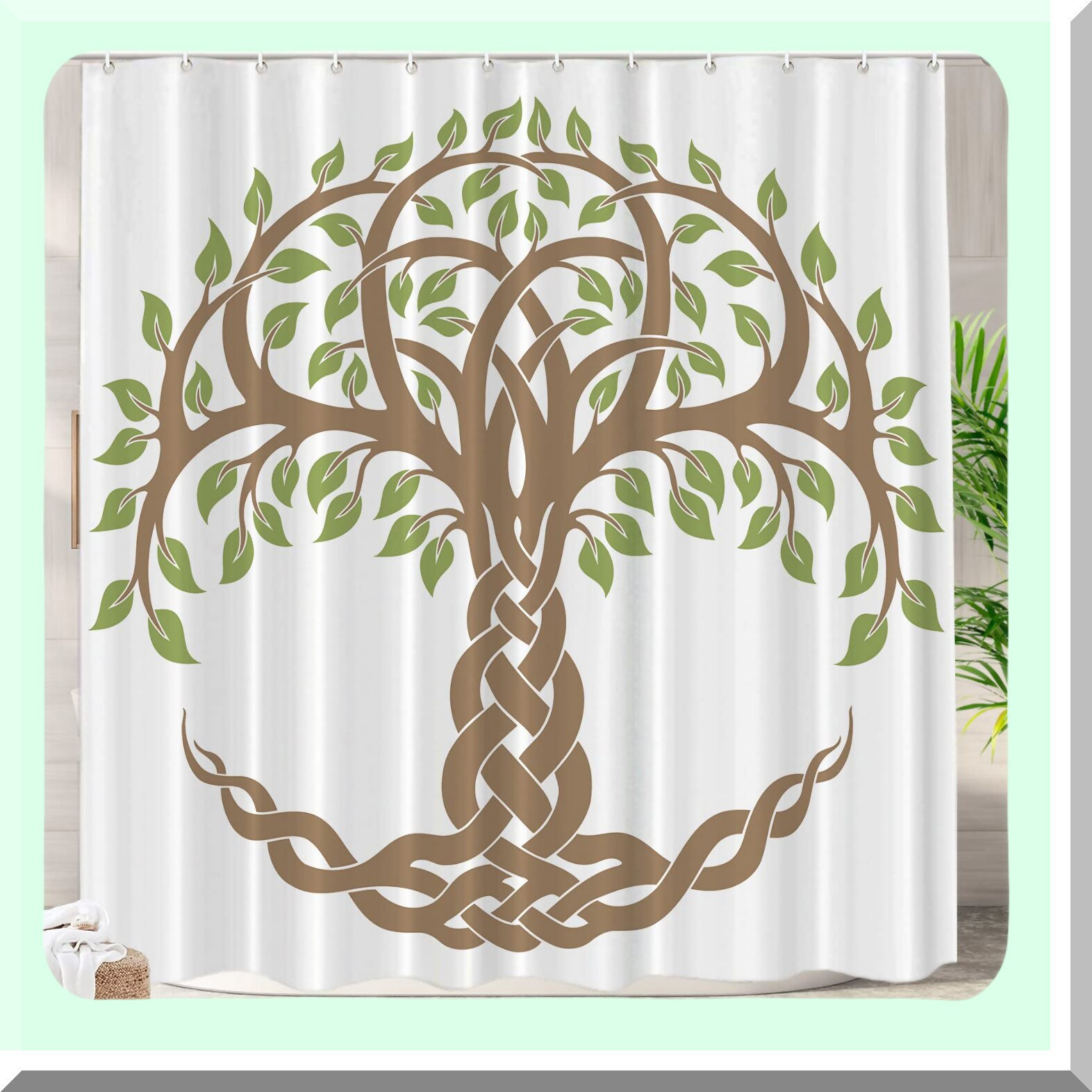 One Allium Way® Celtic Knot Tree of Life Waterproof Shower Curtain ...